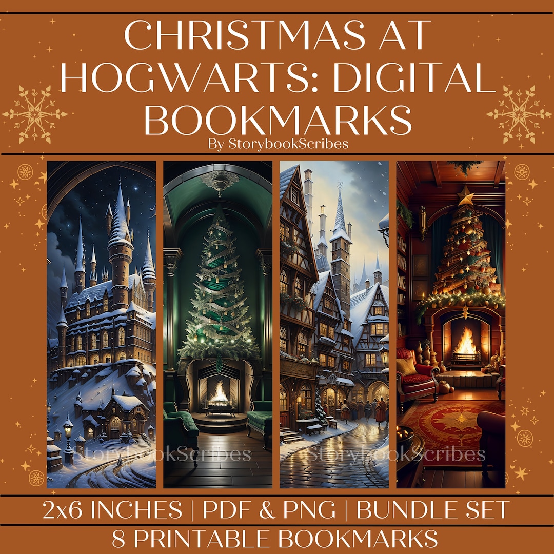 8 Christmas at Hogwarts Printable Bookmarks Digital Download PNG & PDF ...