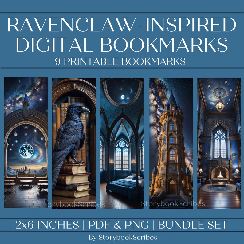 9 Ravenclaw-inspired Printable Bookmarks Digital Download PNG & PDF ...
