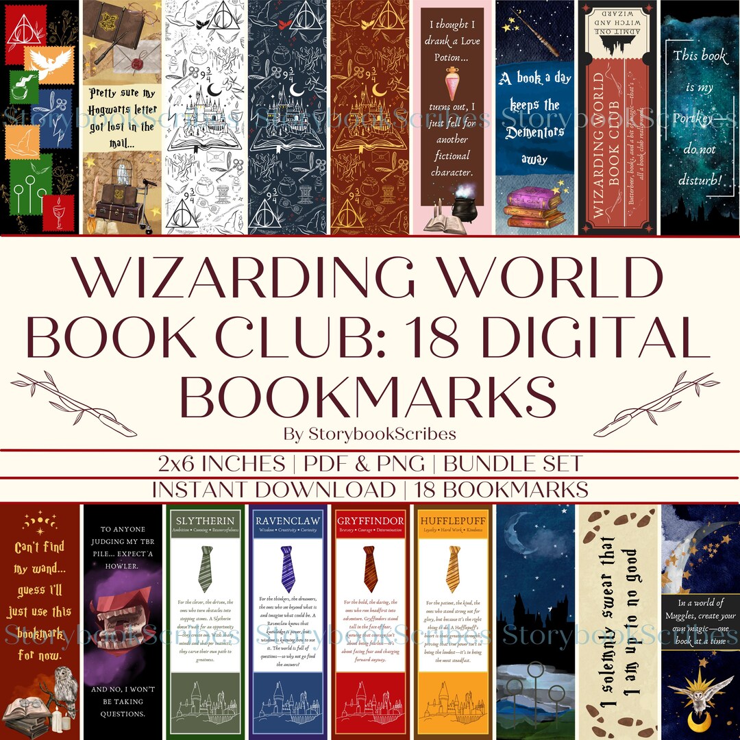 18 Wizarding World Book Club Printable Bookmarks | Instant Download PNG ...