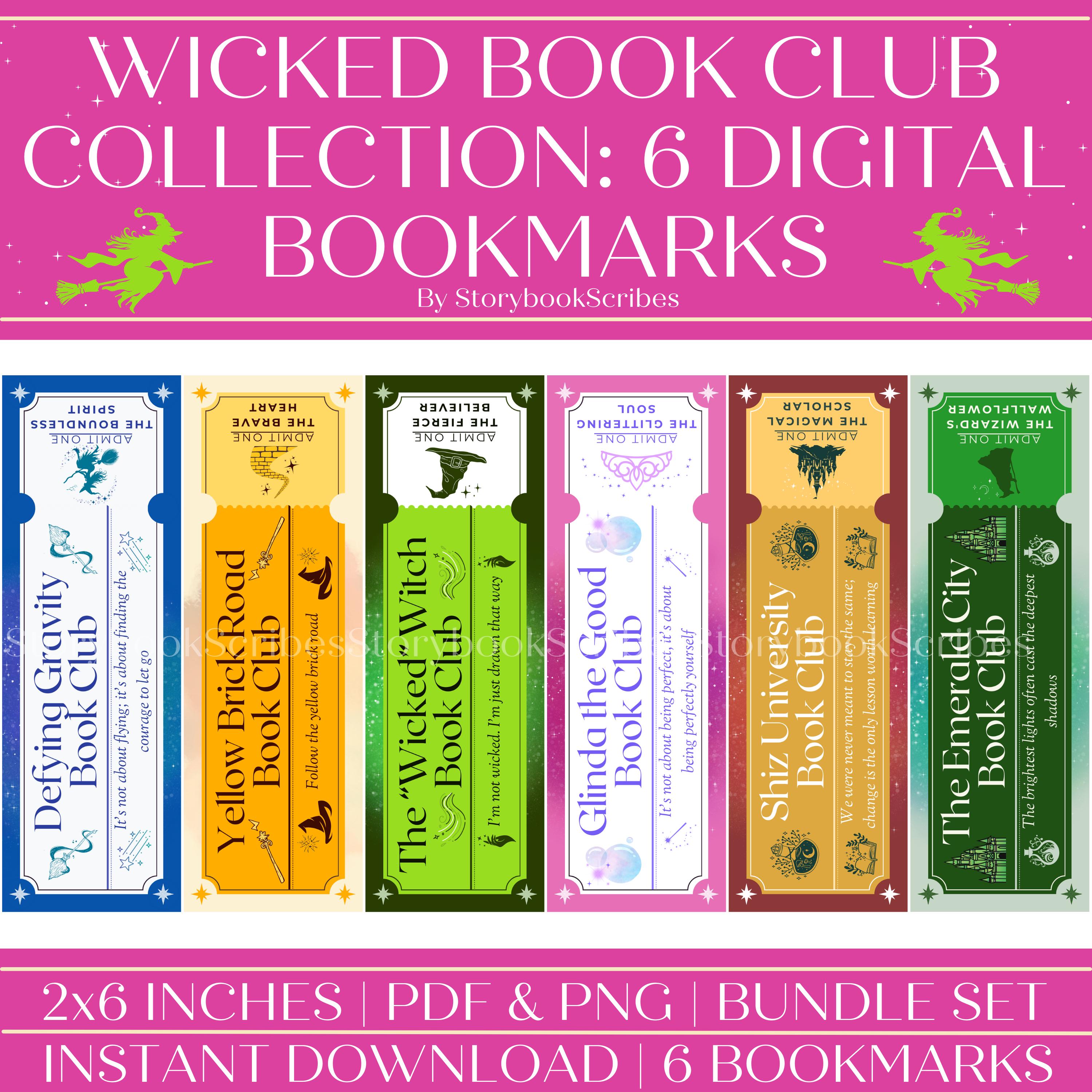 6 WICKED Inspired Book Club Printable Bookmarks | Instant Download PNG ...
