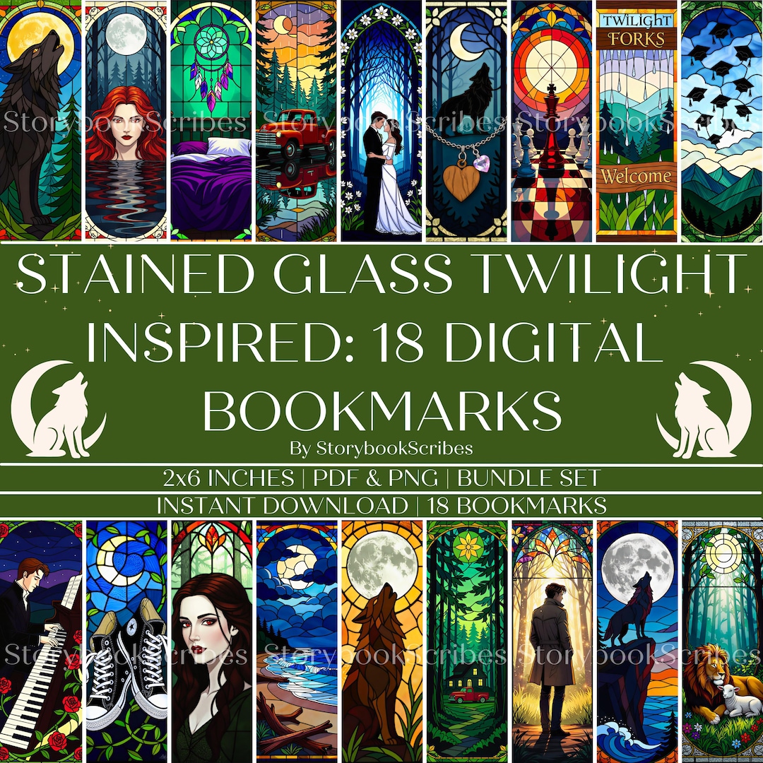 18 Stained Glass Twilight Inspired Printable Bookmarks | Instant ...