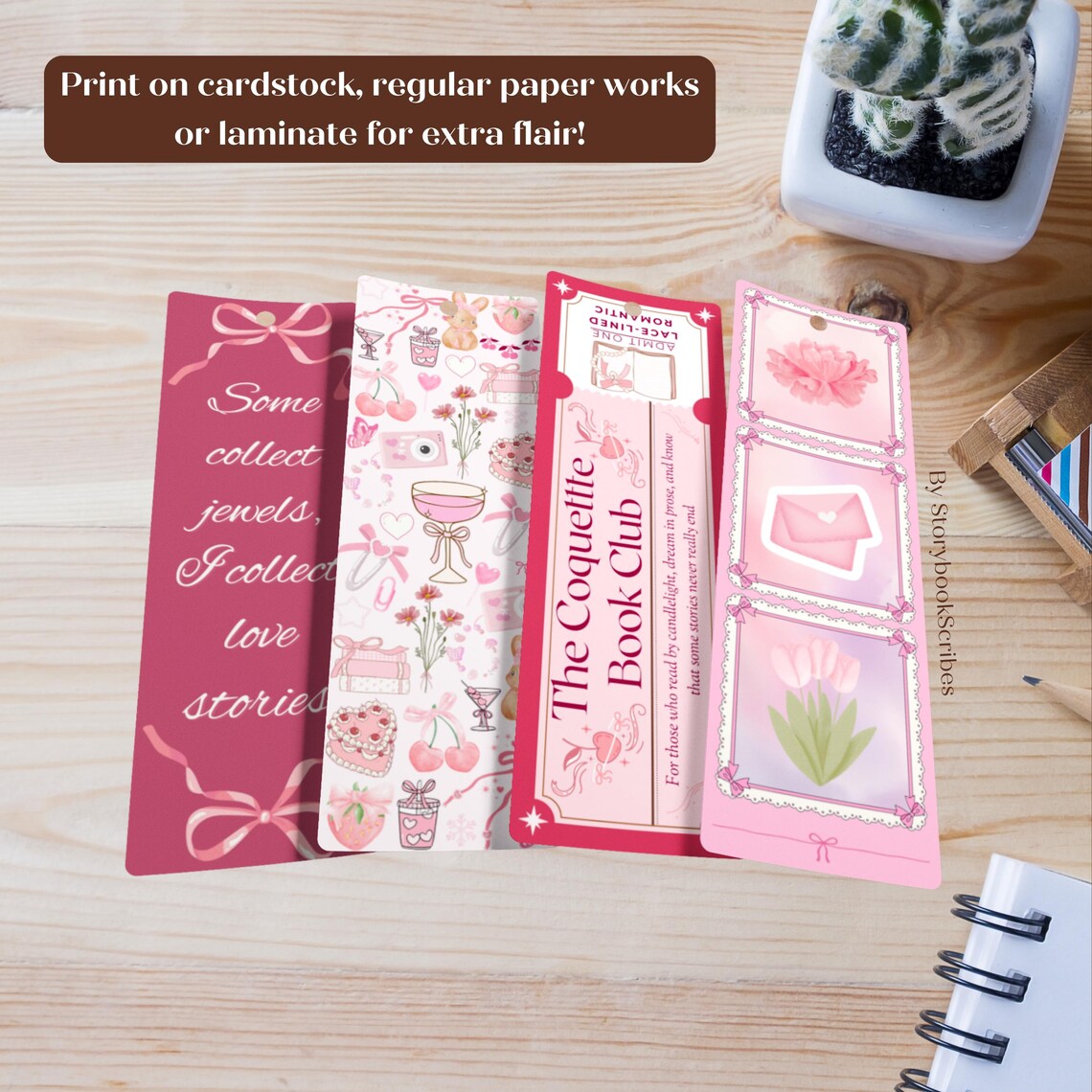 6 Coquette Aesthetic Printable Bookmarks | Instant Download PNG PDF ...