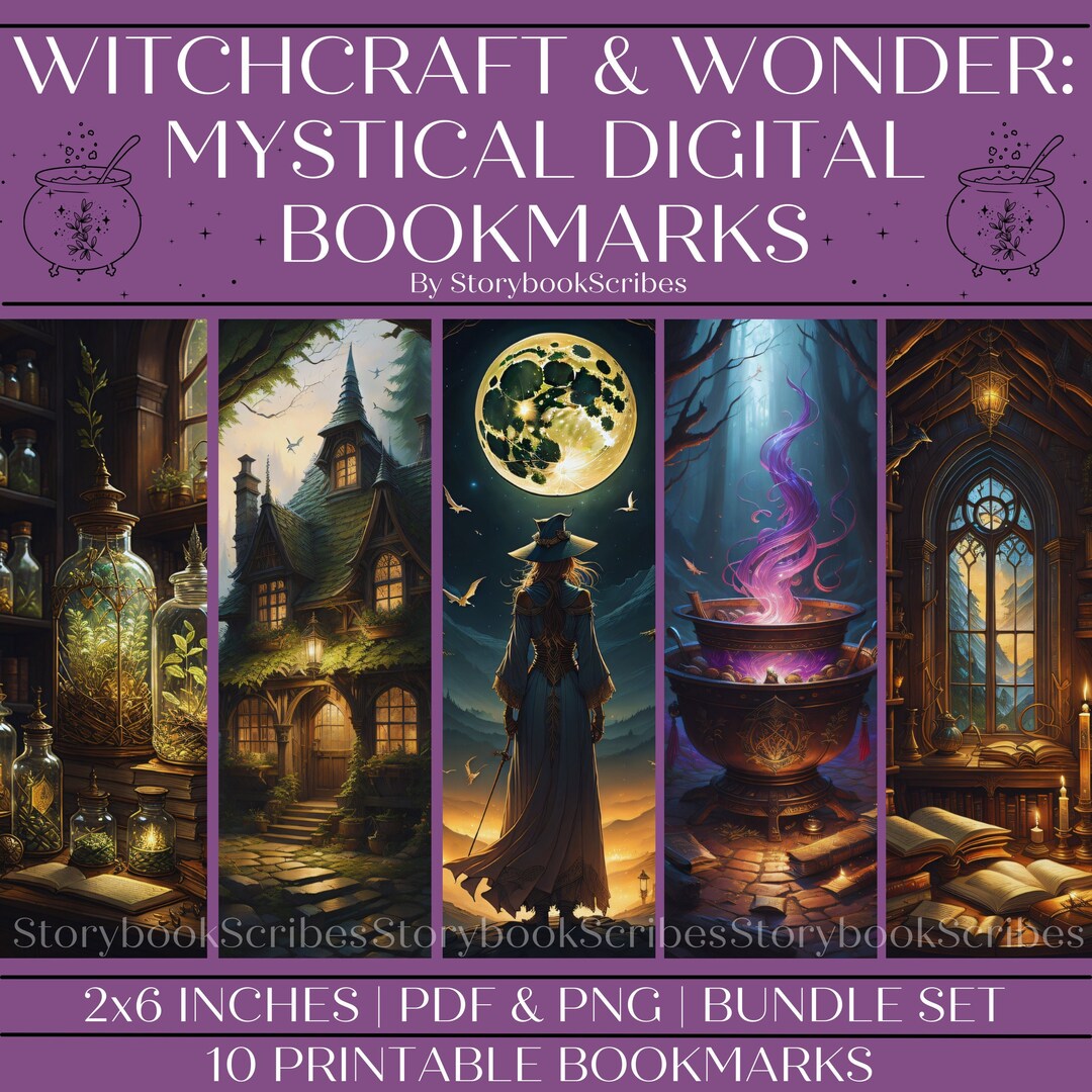10 Witch Printable Bookmarks Digital Download PNG & PDF Witchcraft ...