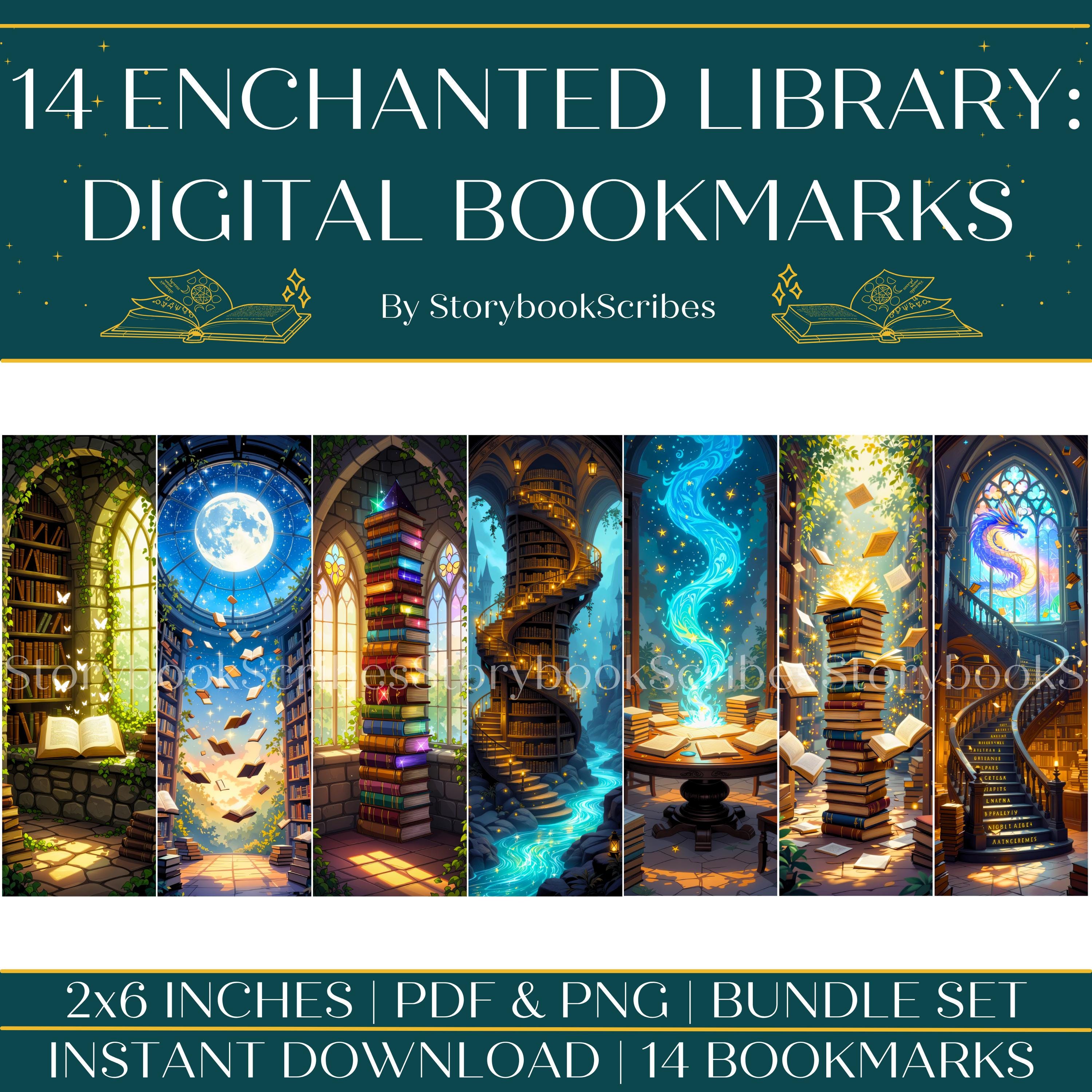 14 Enchanted Library Printable Bookmarks | Instant Download PNG PDF ...