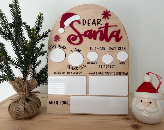 Dear Santa Board, Personalized Christmas List, Christmas Gift - Etsy