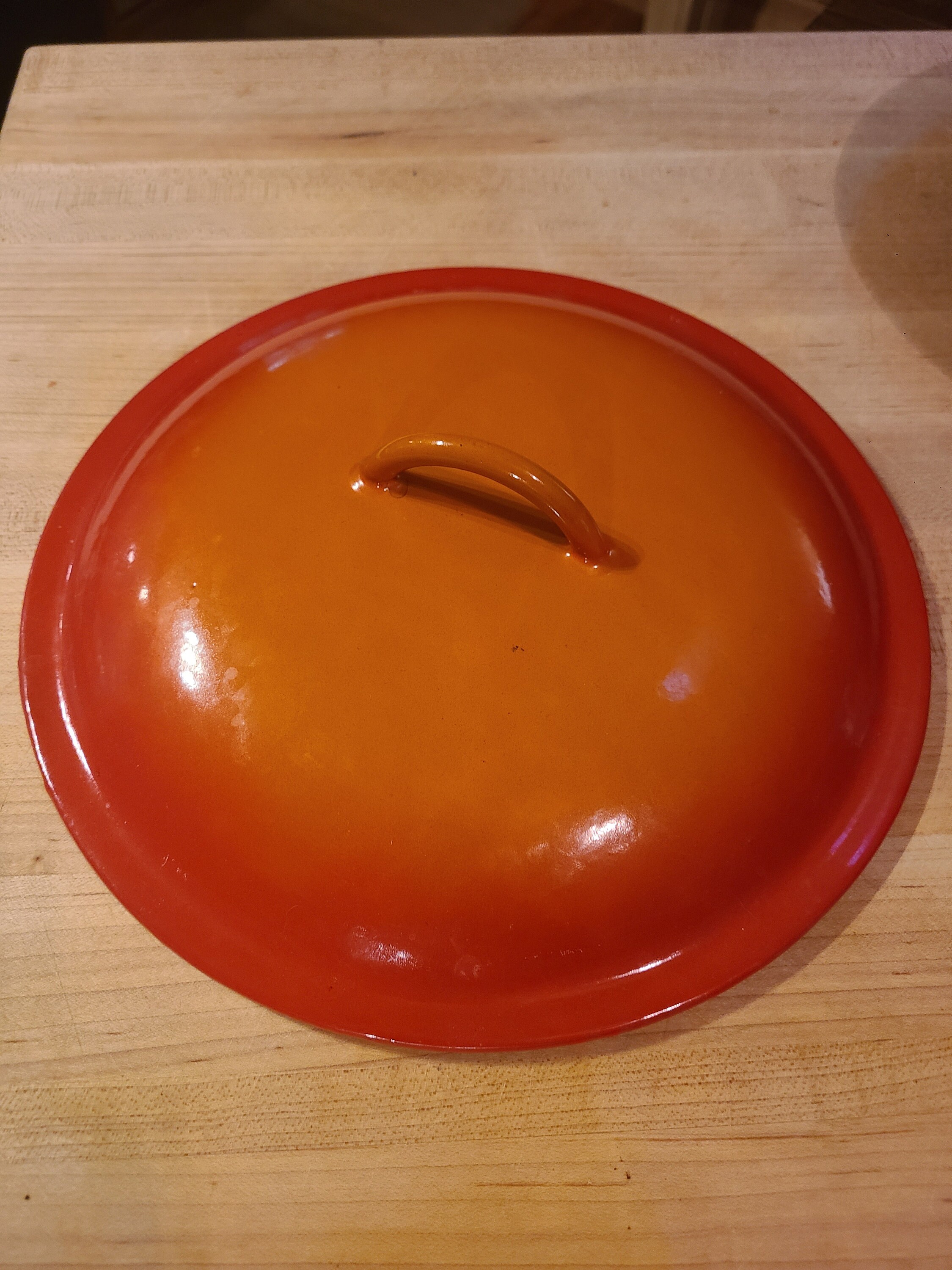 Descoware Orange Flame Cast Fry Pan With Rounded Handle & Lid From ...