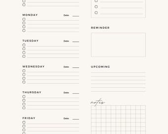 Digital To-do List, Printable Planner, Weekly Planner, Weekly ...
