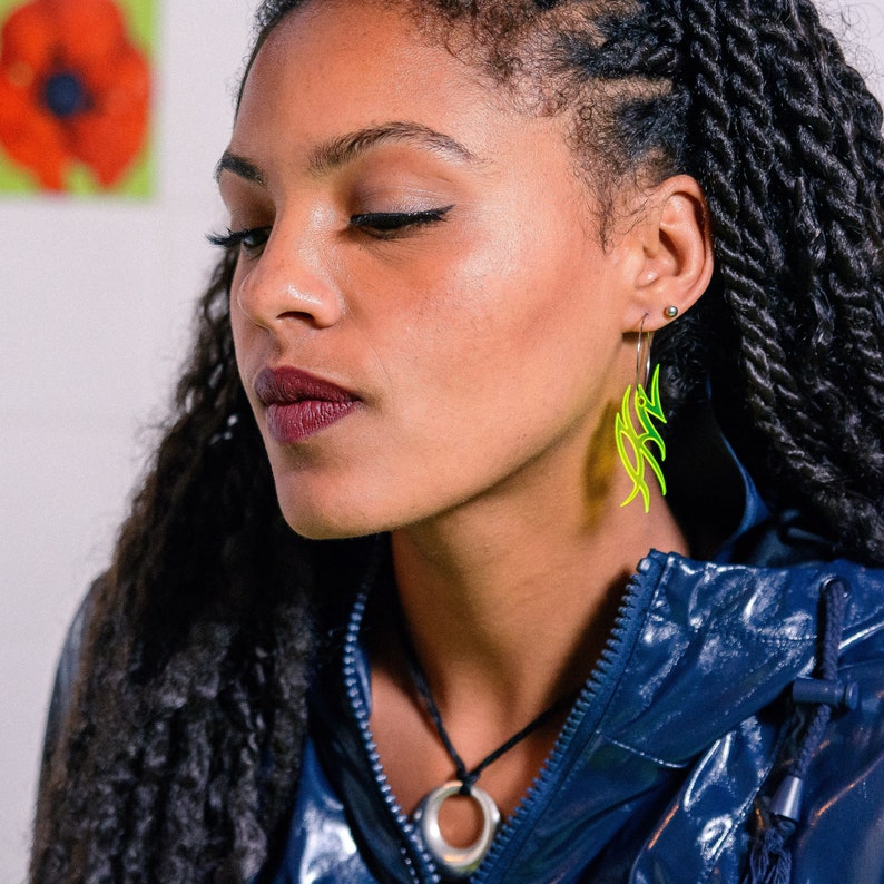 Rave Acrylic Earrings Green 90s Jewelry Y2k Rave Accessories Statement Earrings 00s Party Outfit