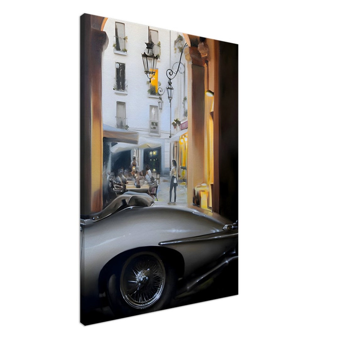 1961 Jaguar E-type Oil on Canvas Wall Art Print, Wall Decor, Man Cave ...