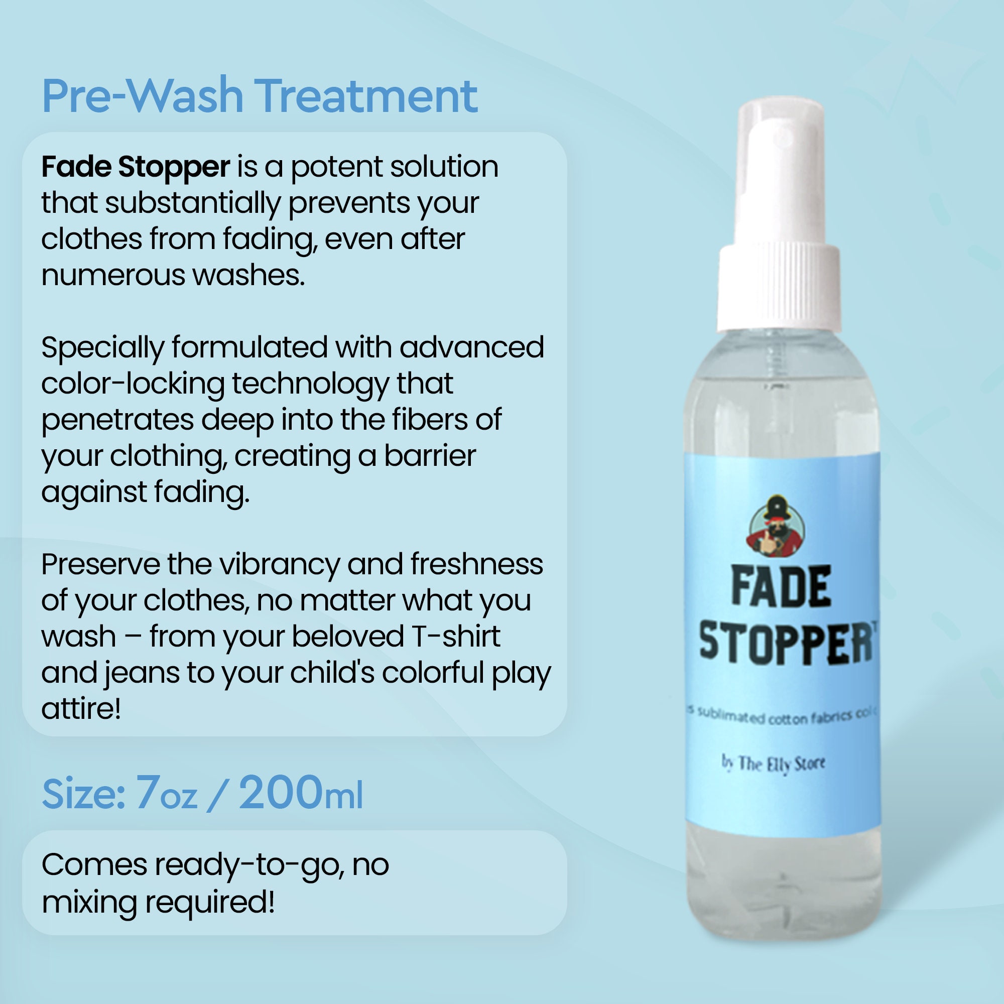 Fade Stopper, Color-protectant Pre-wash Treatment Spray 7oz Protect ...
