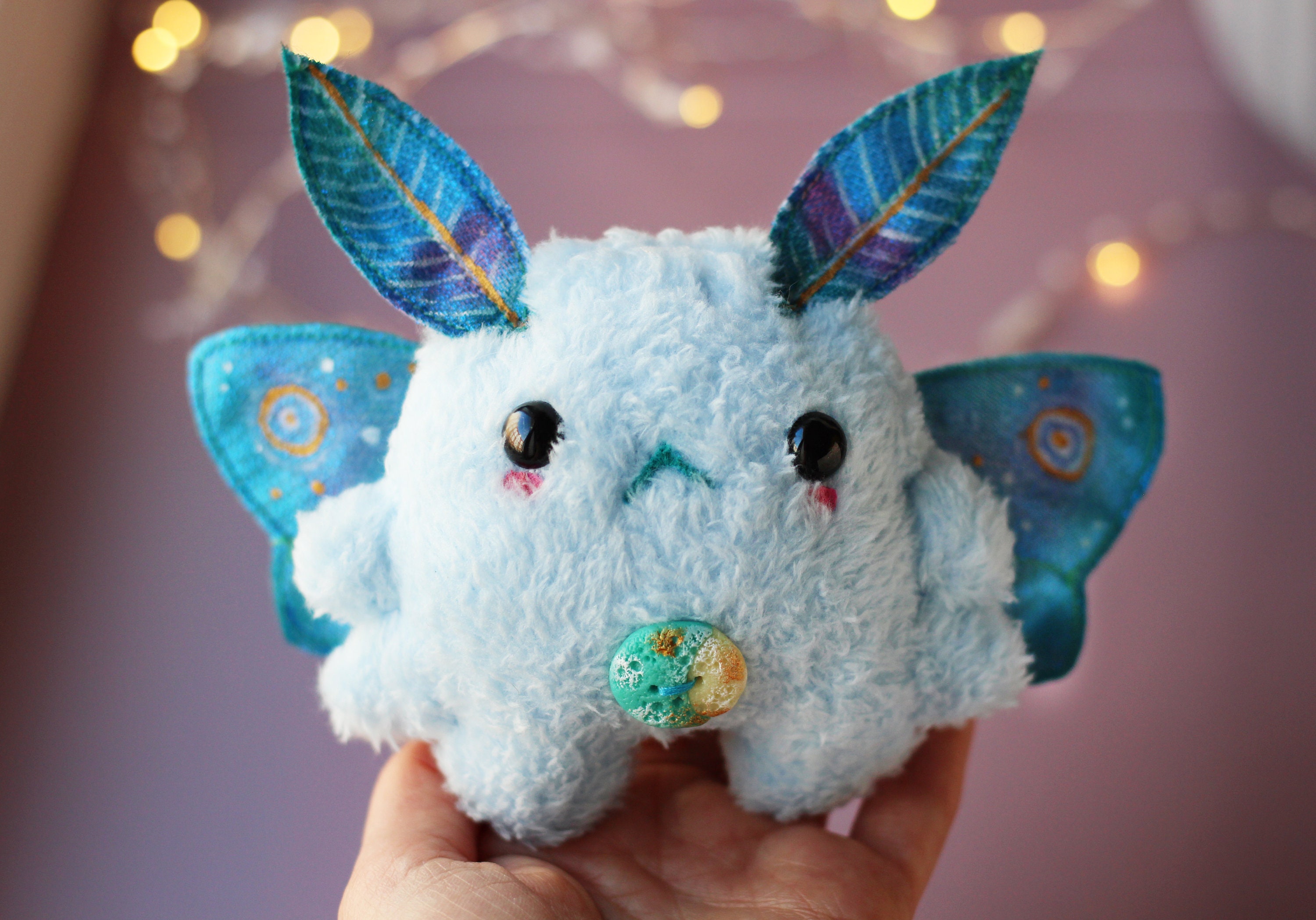 Plush Moth Toy , Cute Fluffy Moon Moth Doll for Keychain , Glowing ...