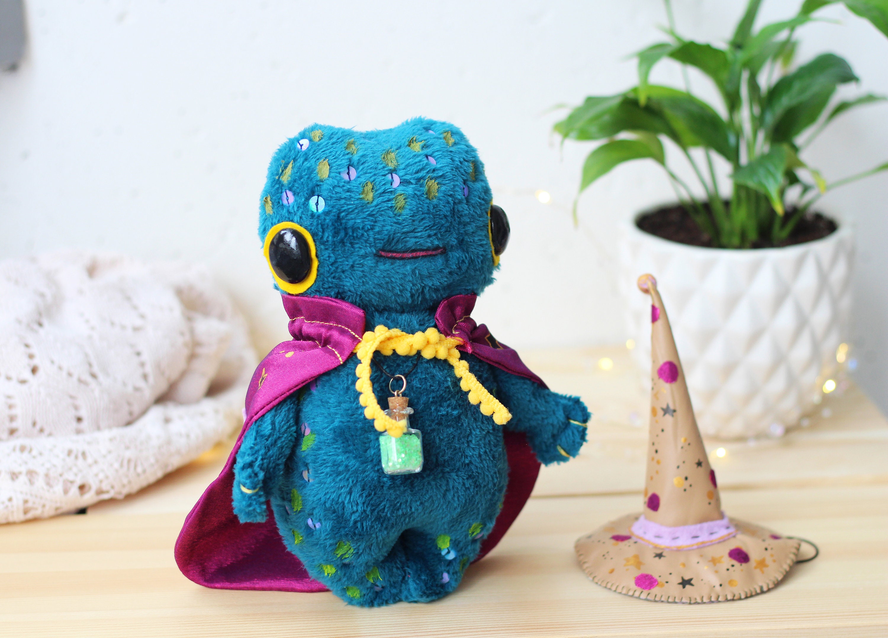 Cute Plush Frog Toy , Collectible Art Doll Toad , Kawaii Fluffy Ooak ...