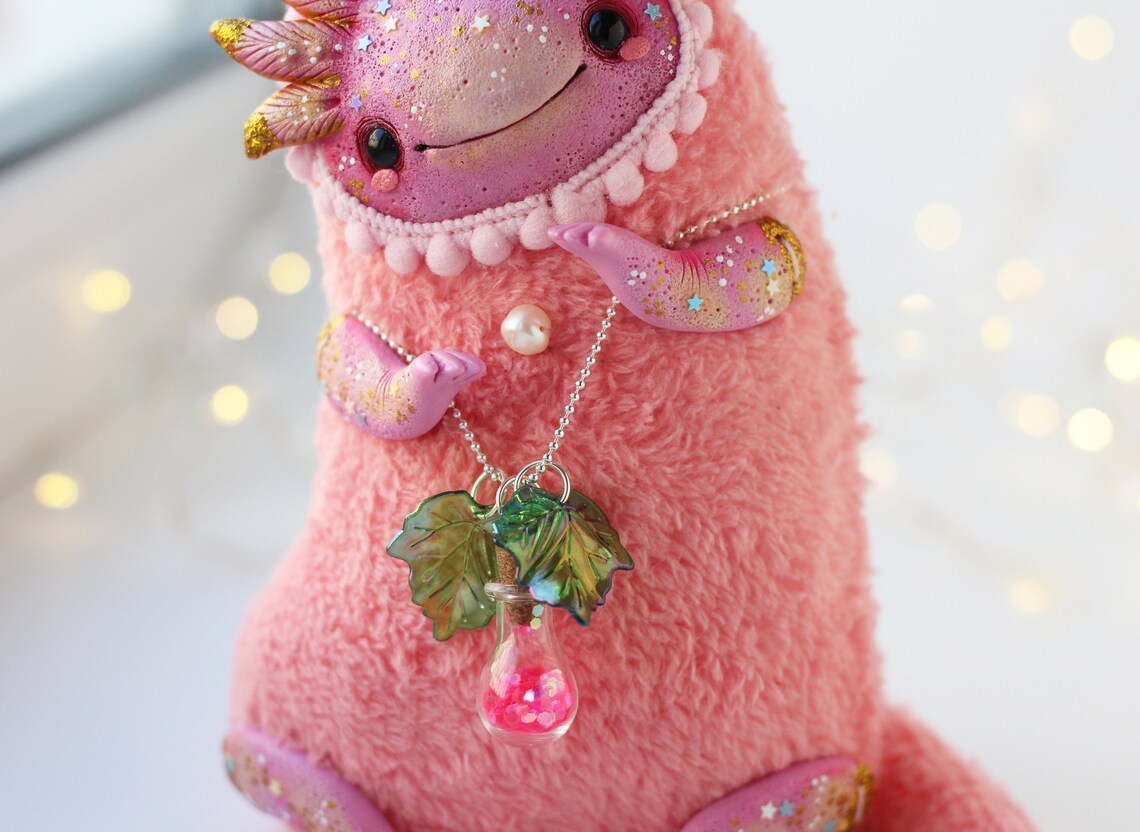 Axalotl Doll Ooak Cute Plush Pink Toy, Lizard Doll , Original Gift - Etsy