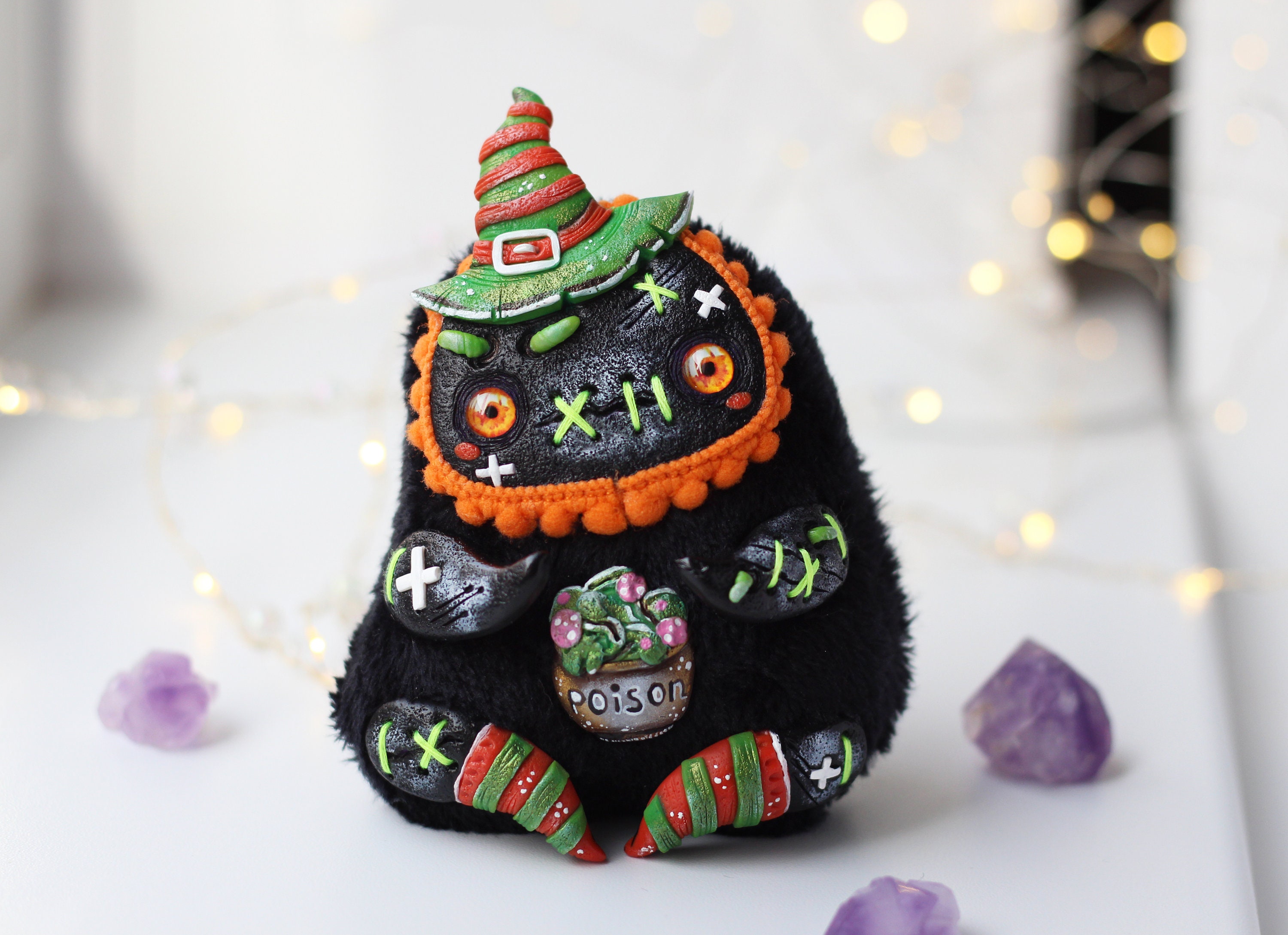 Creepy Ooak Monster Doll, Plush Black Monster Toy in One Copy ...