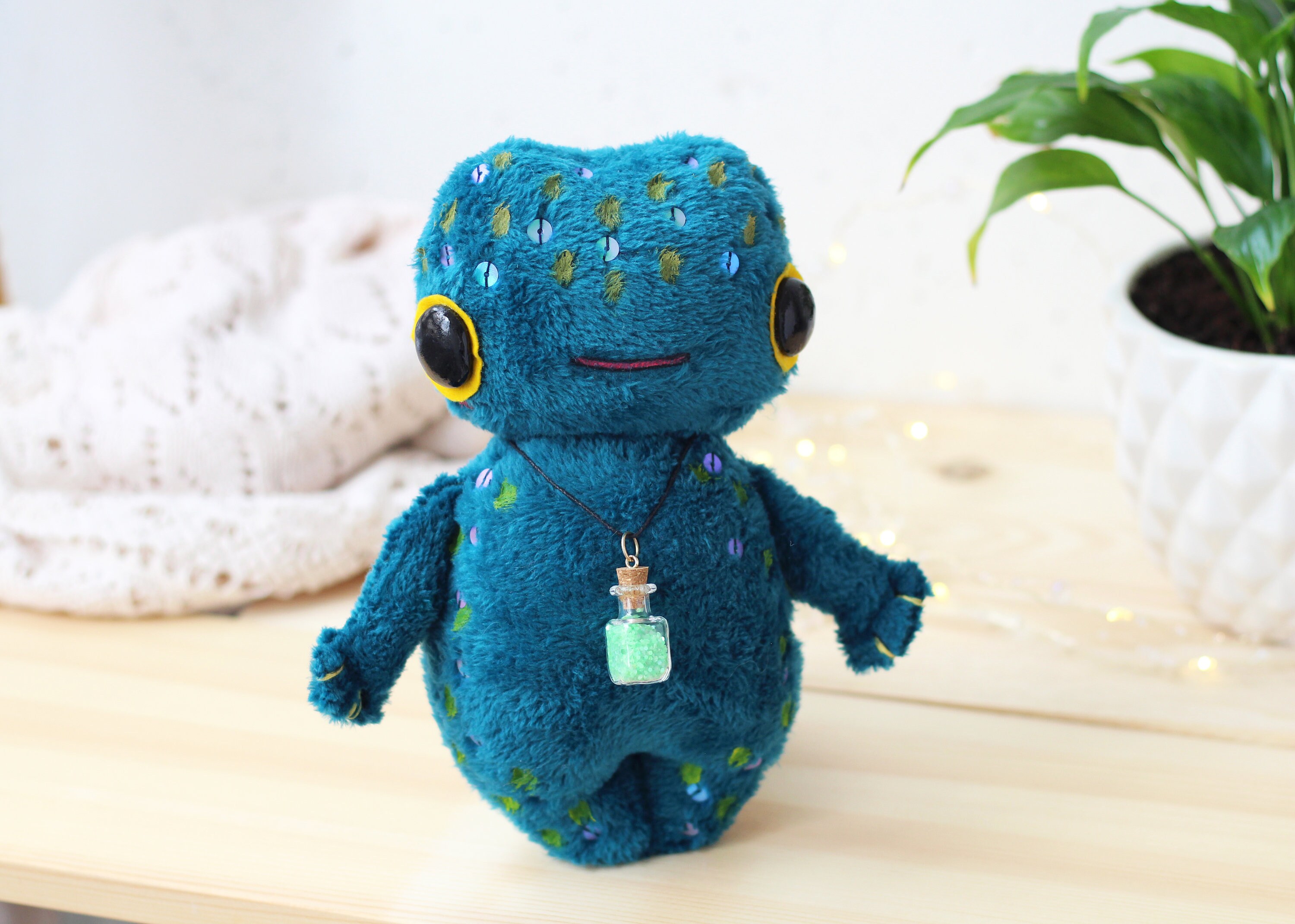 Cute Plush Frog Toy , Collectible Art Doll Toad , Kawaii Fluffy Ooak ...