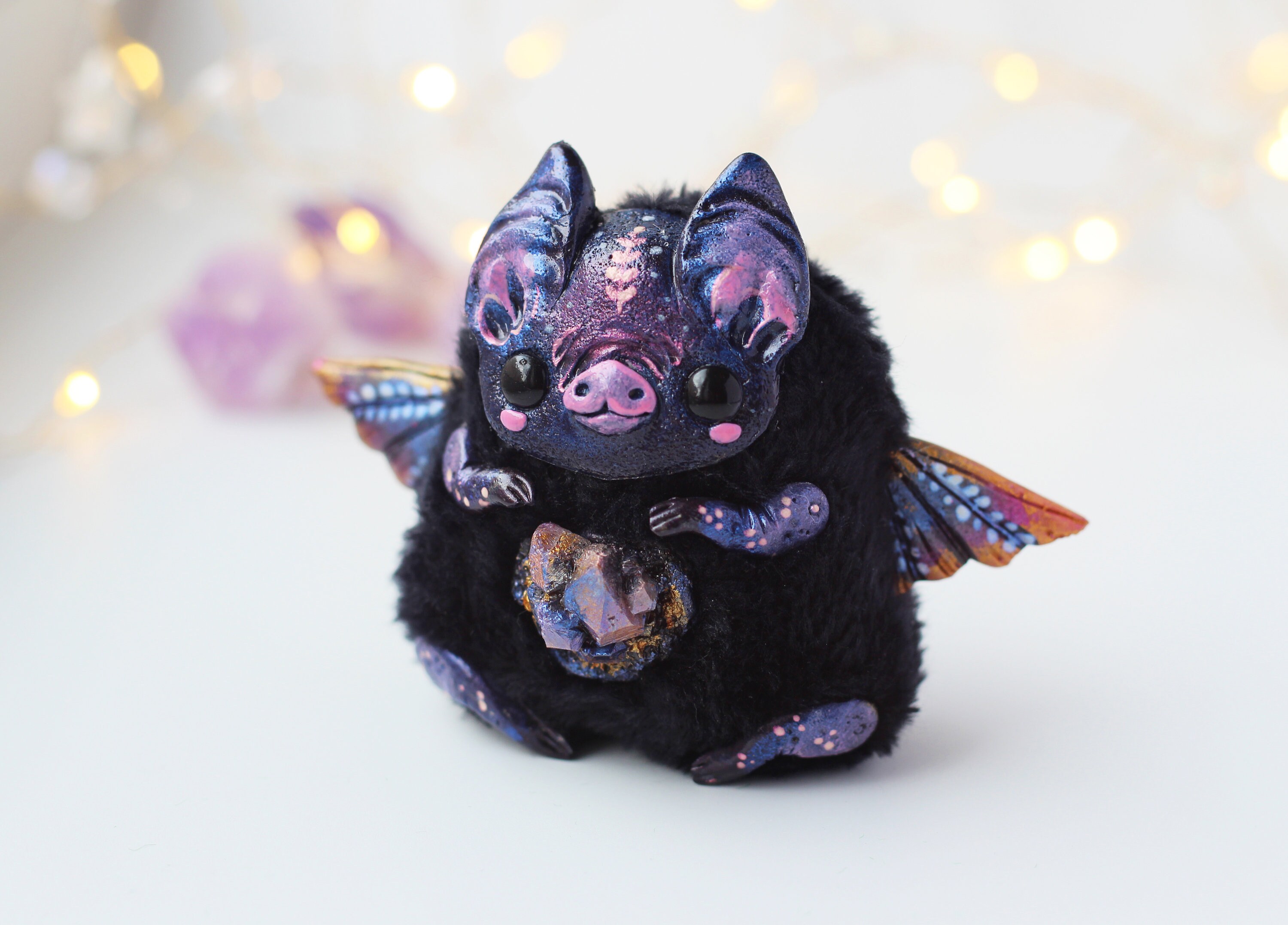 Creepy Bat Doll Collectible Black Plush Ooak Bat Toy, Fantastic Hand ...