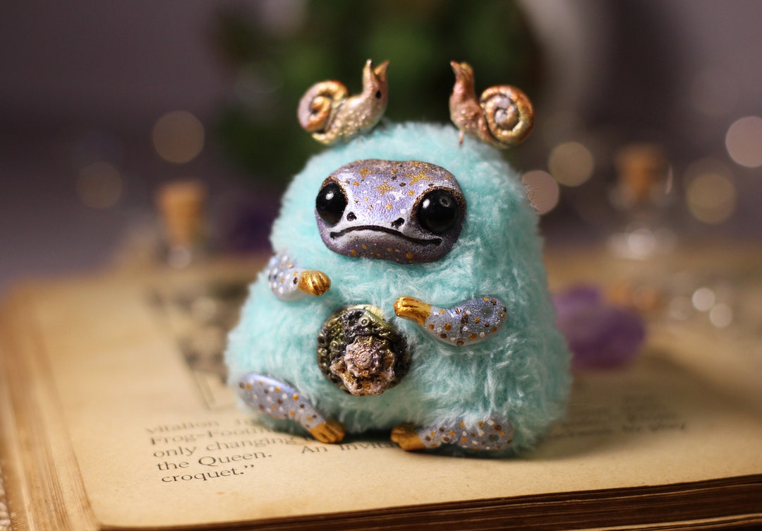 Ooak Toad Doll, Cute Blue Plush Frog Toy , Collectible Figurine for ...