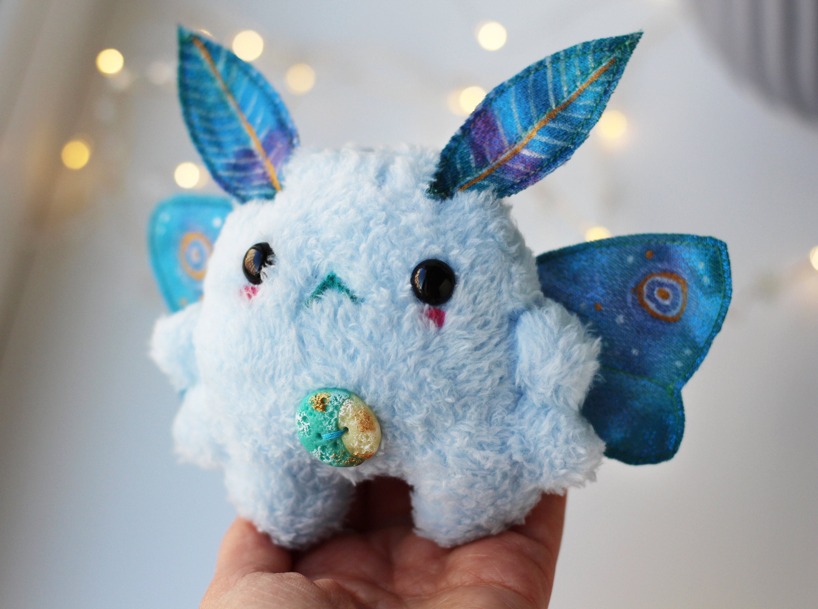 Plush Moth Toy , Cute Fluffy Moon Moth Doll for Keychain , Glowing ...