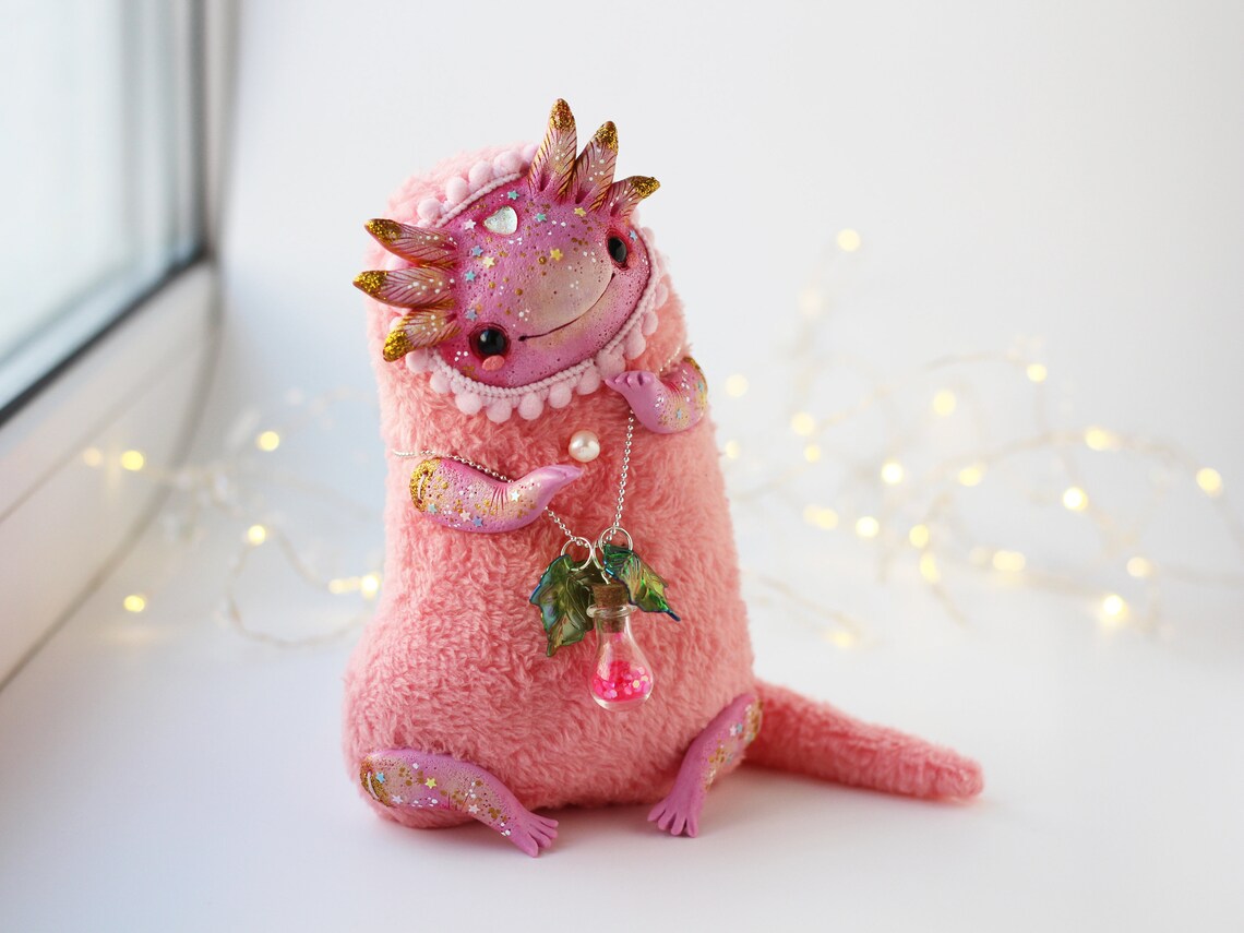 Axalotl Doll Ooak Cute Plush Pink Toy, Lizard Doll , Original Gift - Etsy