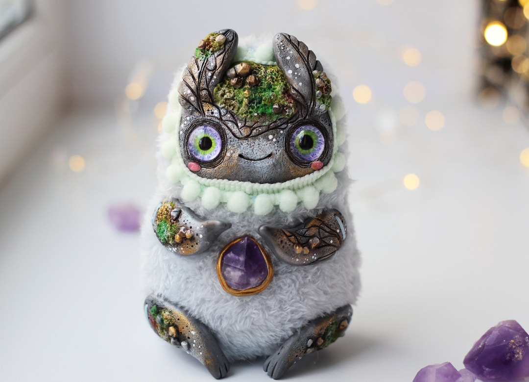 Fantasy Creature Doll , Plush Gray Ooak Cute Doll in One Copy, Kawaii ...