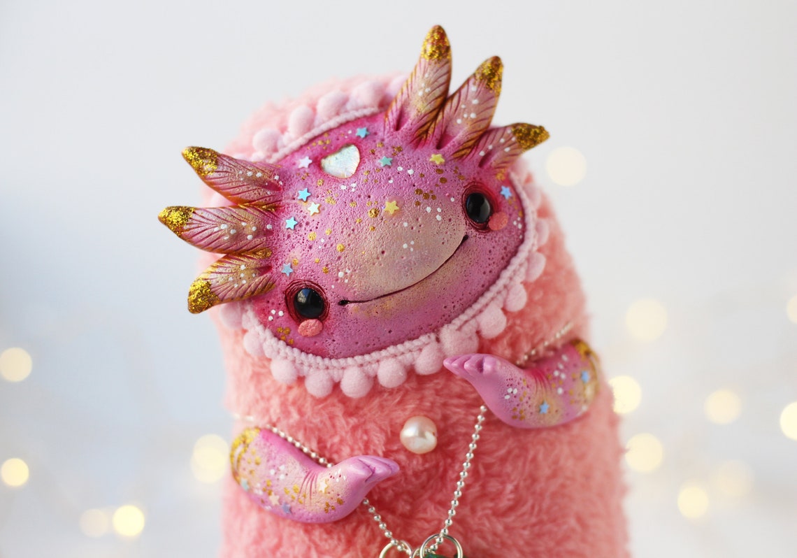 Axalotl Doll Ooak Cute Plush Pink Toy, Lizard Doll , Original Gift - Etsy