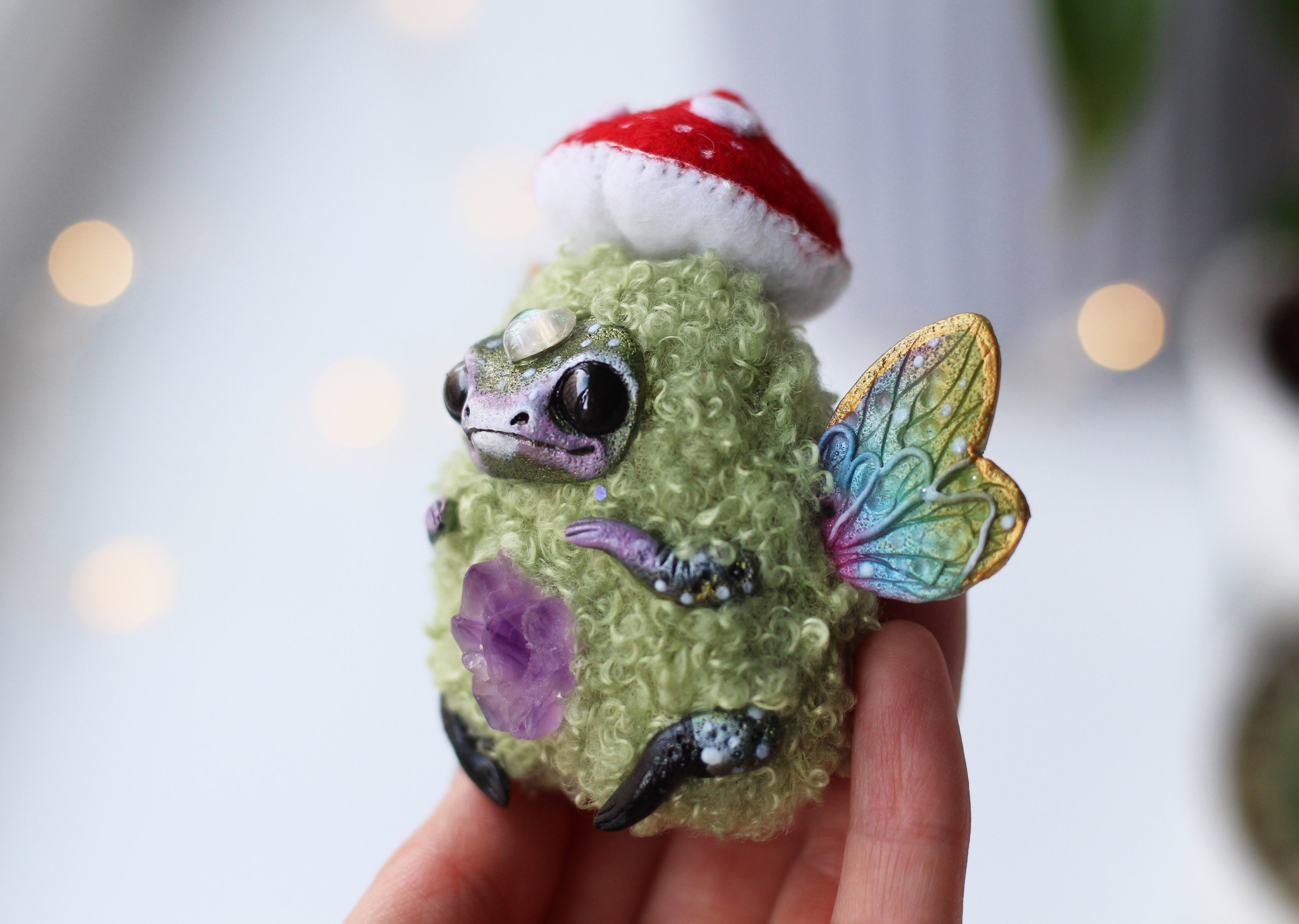 Miniature Art Doll Frog , Collectible Fluffy Plush Toy Toad , Ooak ...