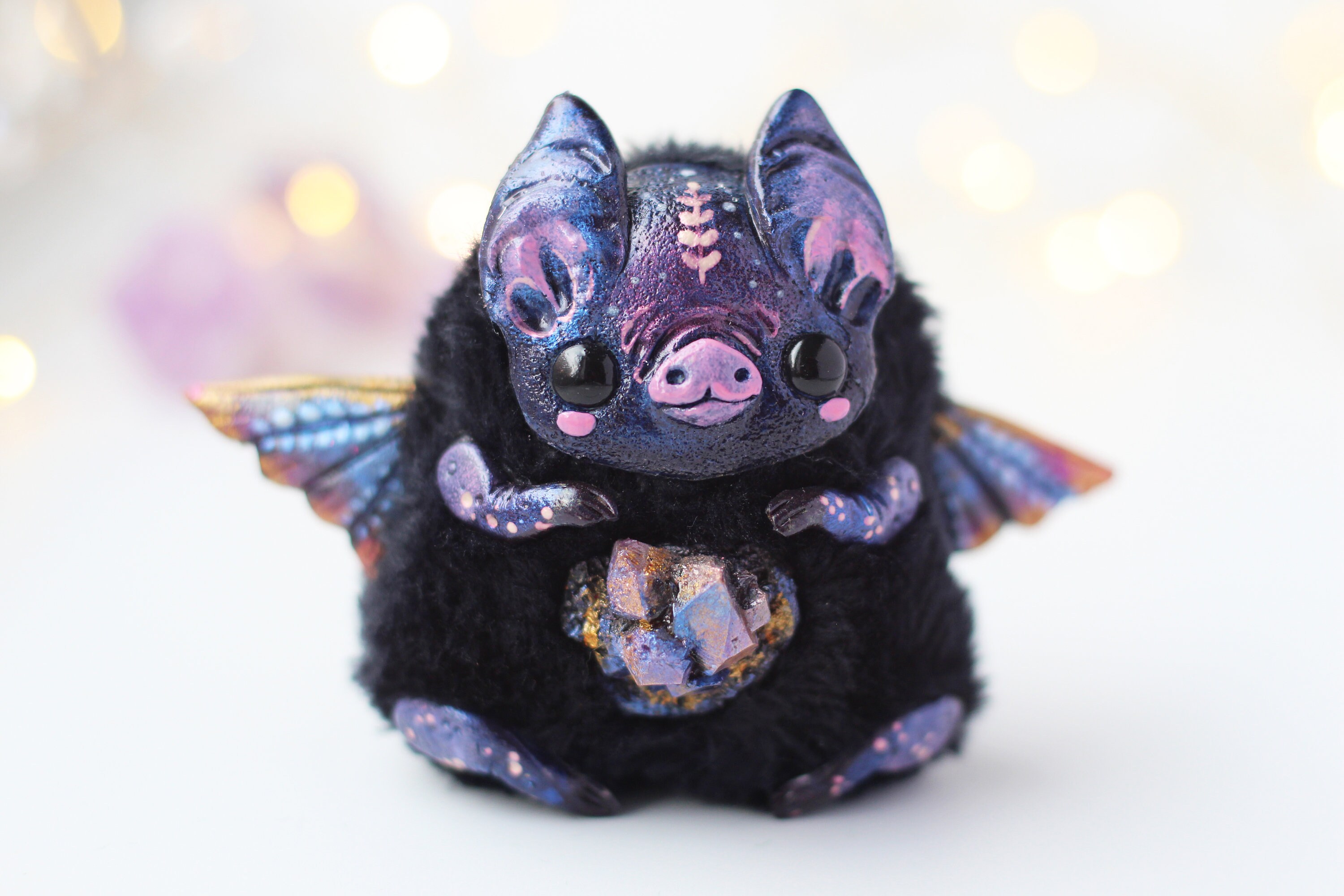 Creepy Bat Doll Collectible Black Plush Ooak Bat Toy, Fantastic Hand ...