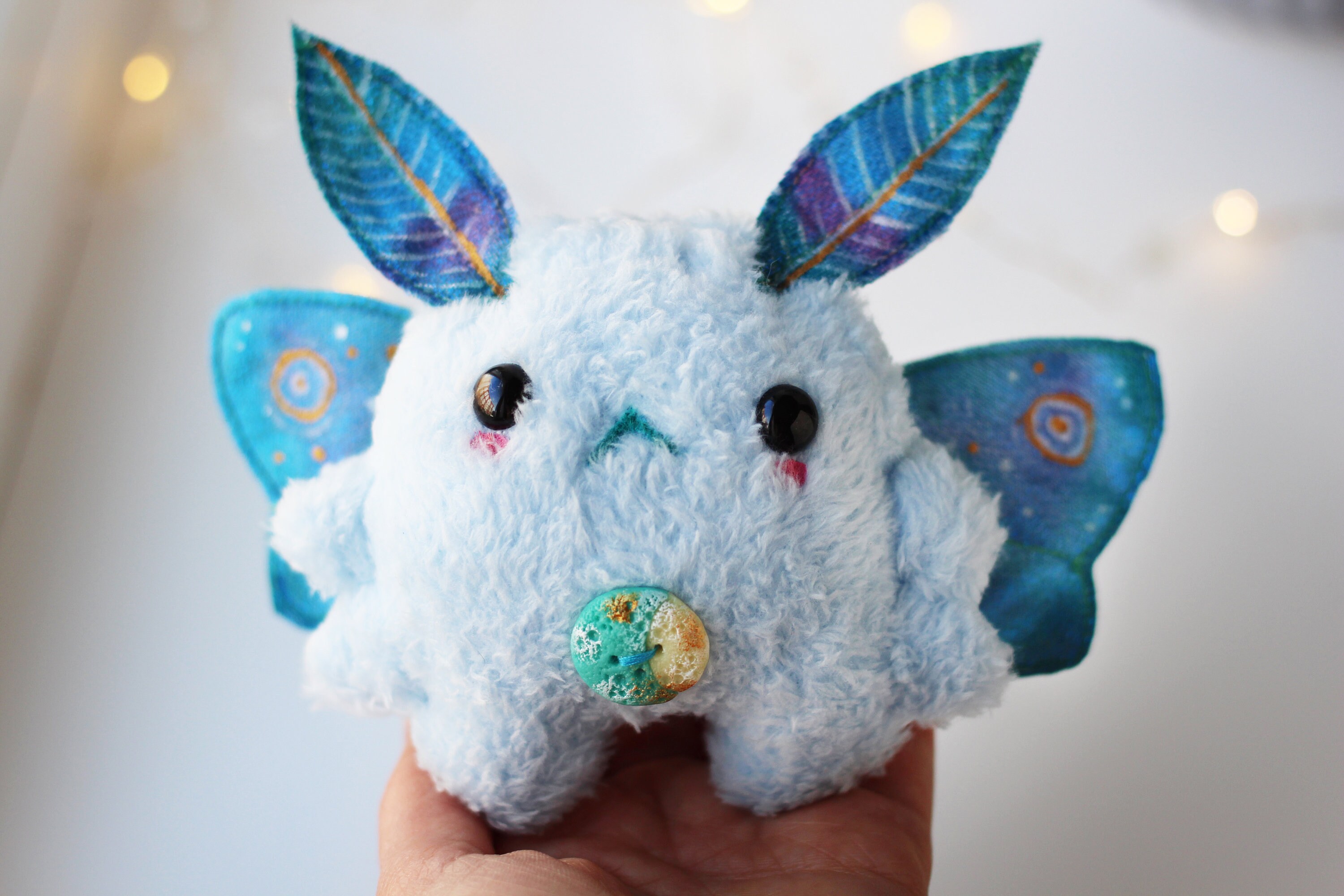 Plush Moth Toy , Cute Fluffy Moon Moth Doll for Keychain , Glowing ...