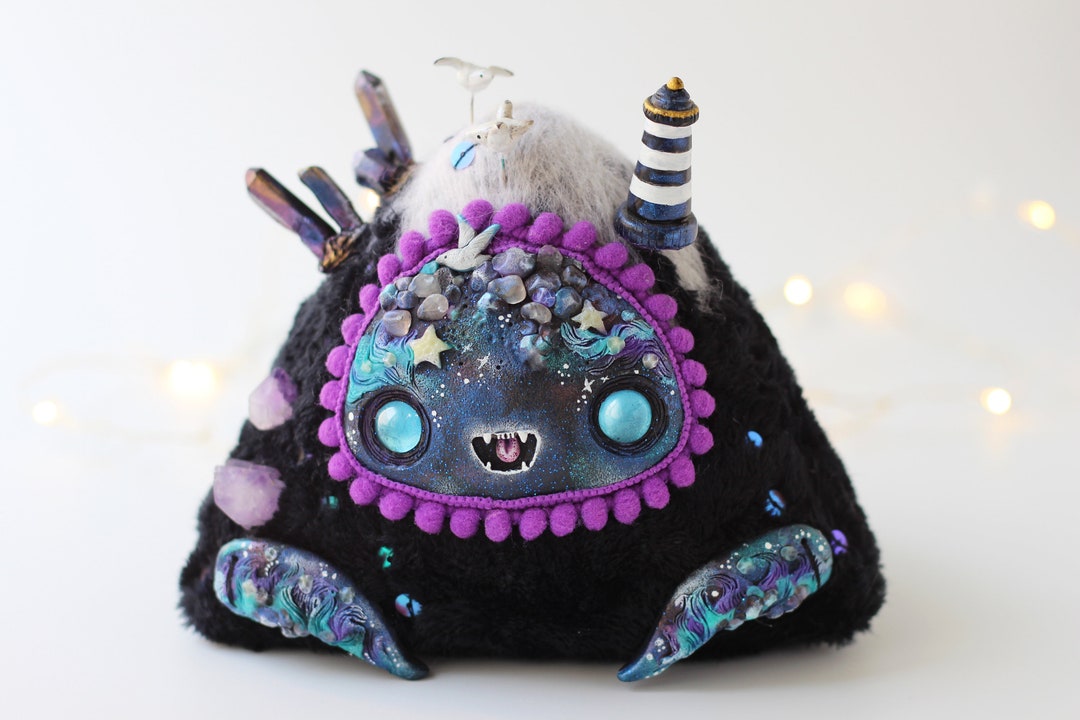 Creepy Ooak Doll, Fantasy Creature From Black Plush, Collectible Art ...