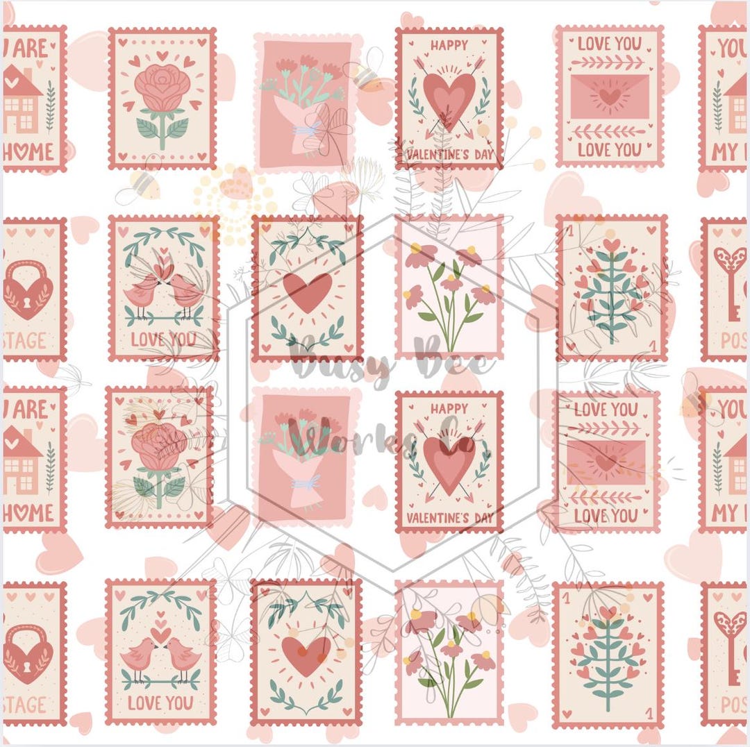 Seamless Digital PNG Pattern: Valentines Postage Stamps - Etsy