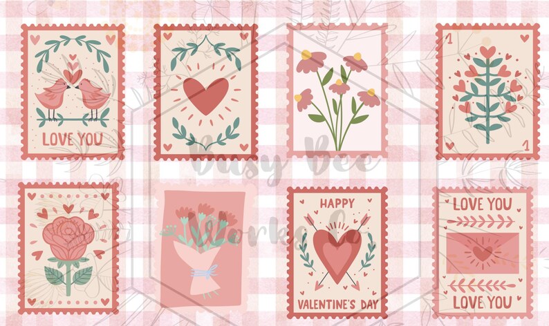 Seamless Digital PNG Pattern: Valentines Postage Soft Pink Gingham - Etsy