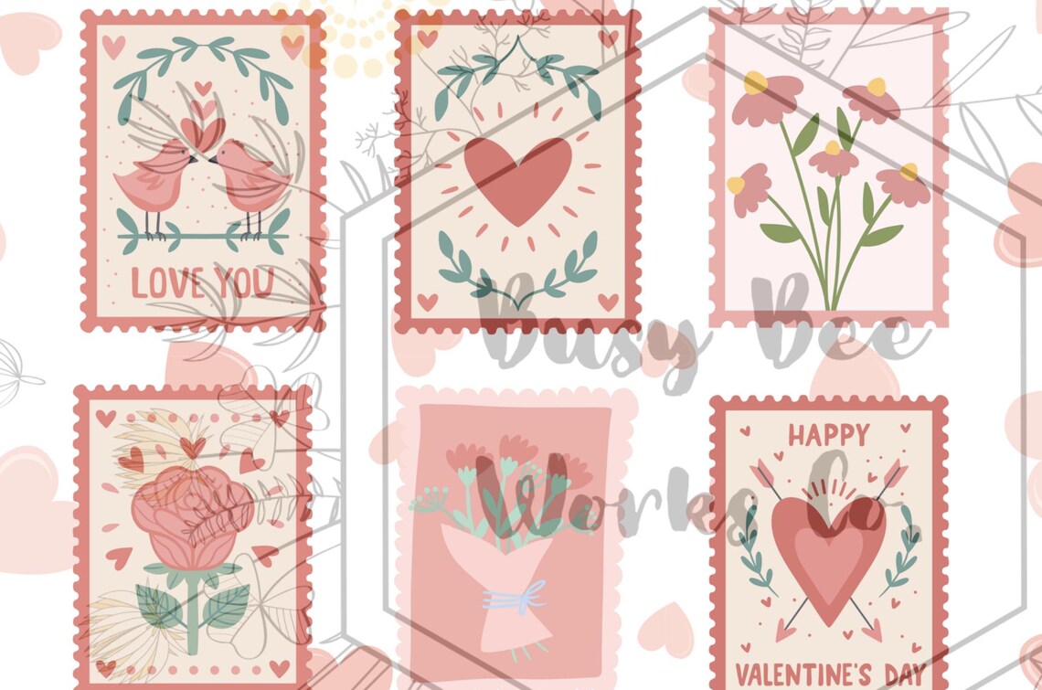 Seamless Digital PNG Pattern: Valentines Postage Stamps - Etsy