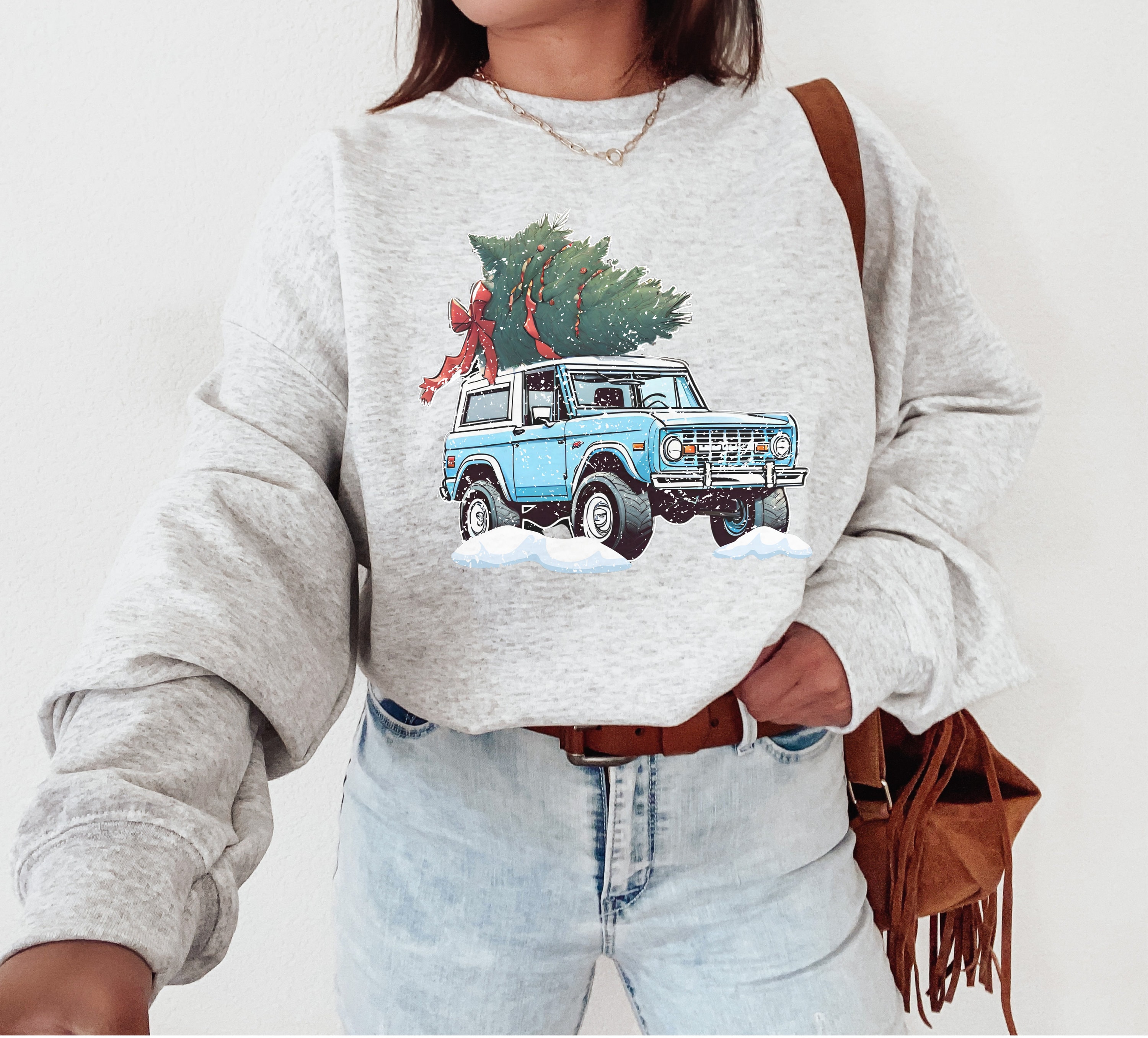 Vintage Bronco Sweatshirt, Christmas Tree Sweatshirt, Soft Christmas ...