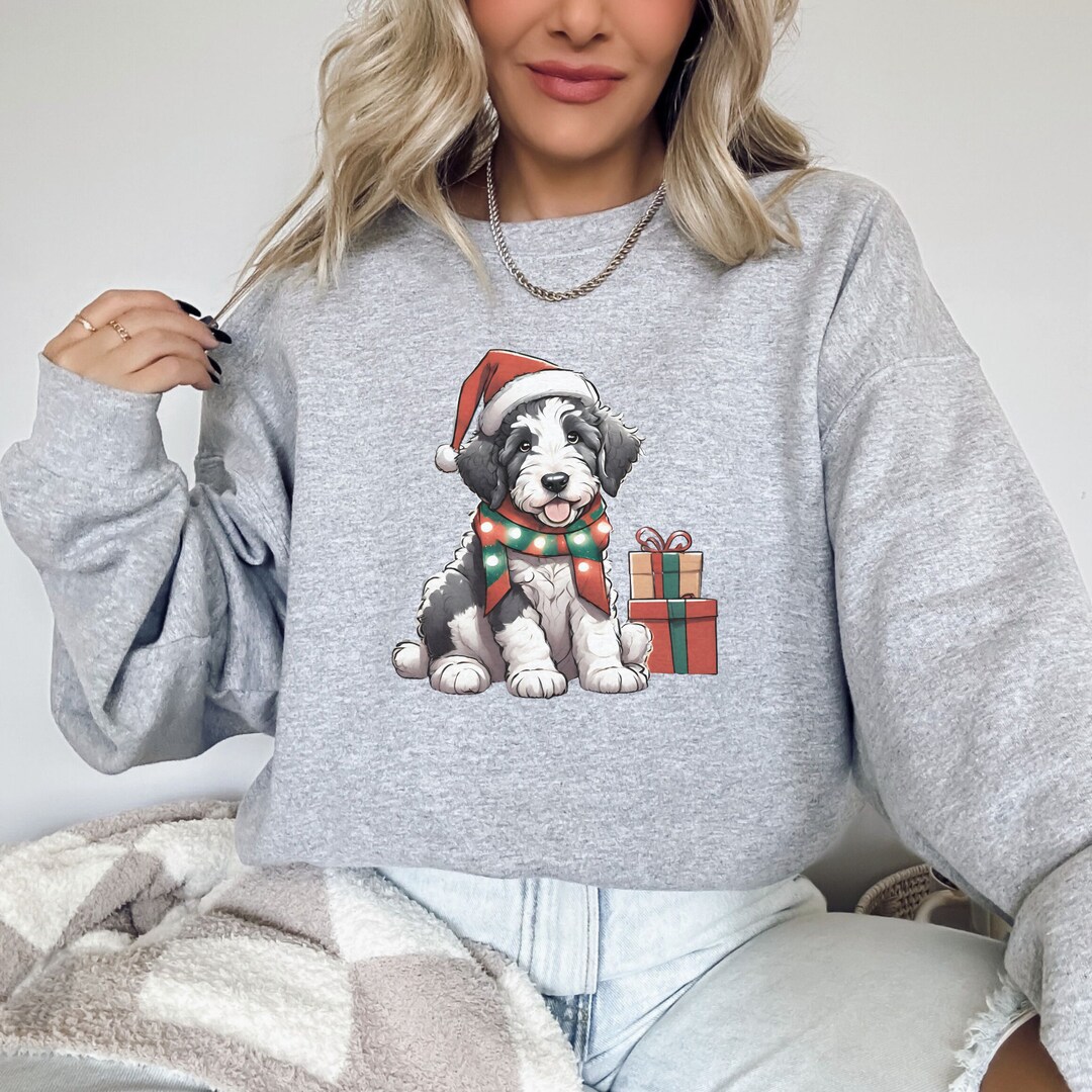Sheepadoodle Sweatshirt, Christmas Dog Sweatshirt, Dog Lovers ...