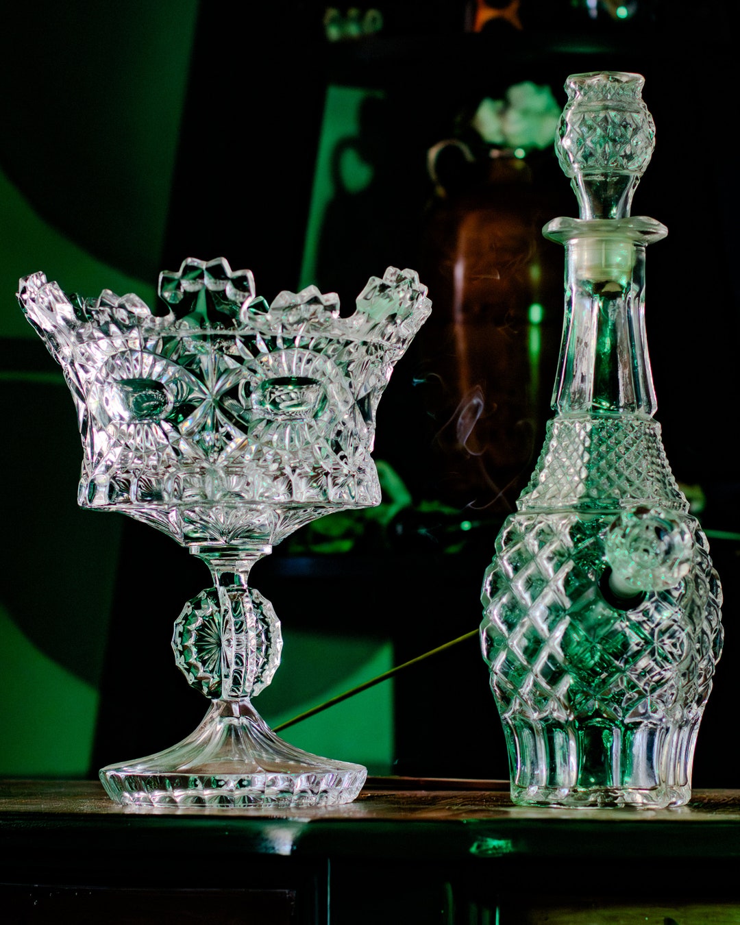 Repurposed Crystal Decanter Pipe With Candy Dish - Etsy