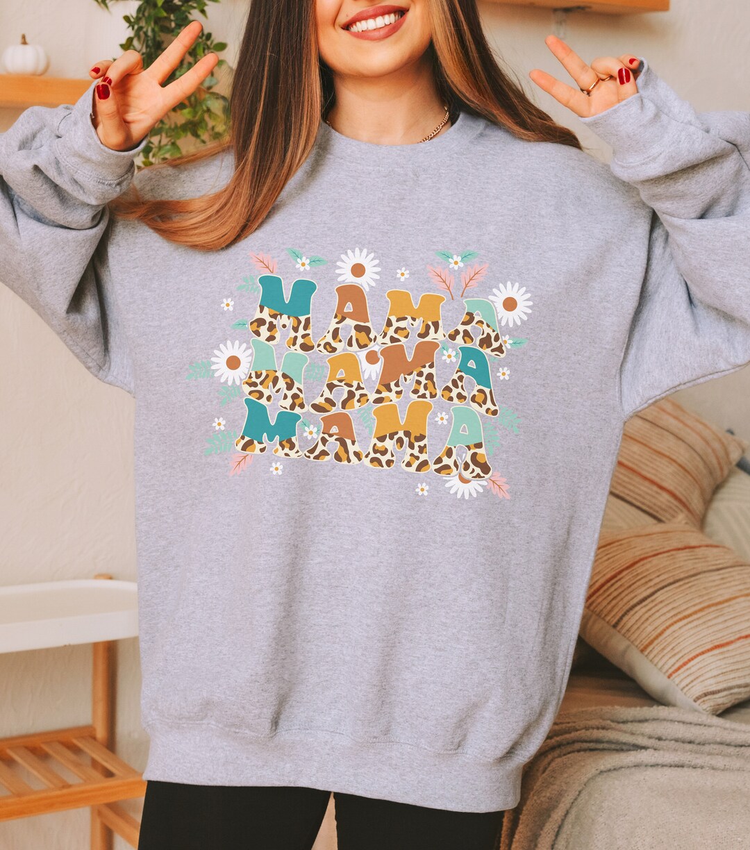 Retro Mama Sweatshirt: Cheetah Print, Vintage Mom Life Shirt - Etsy