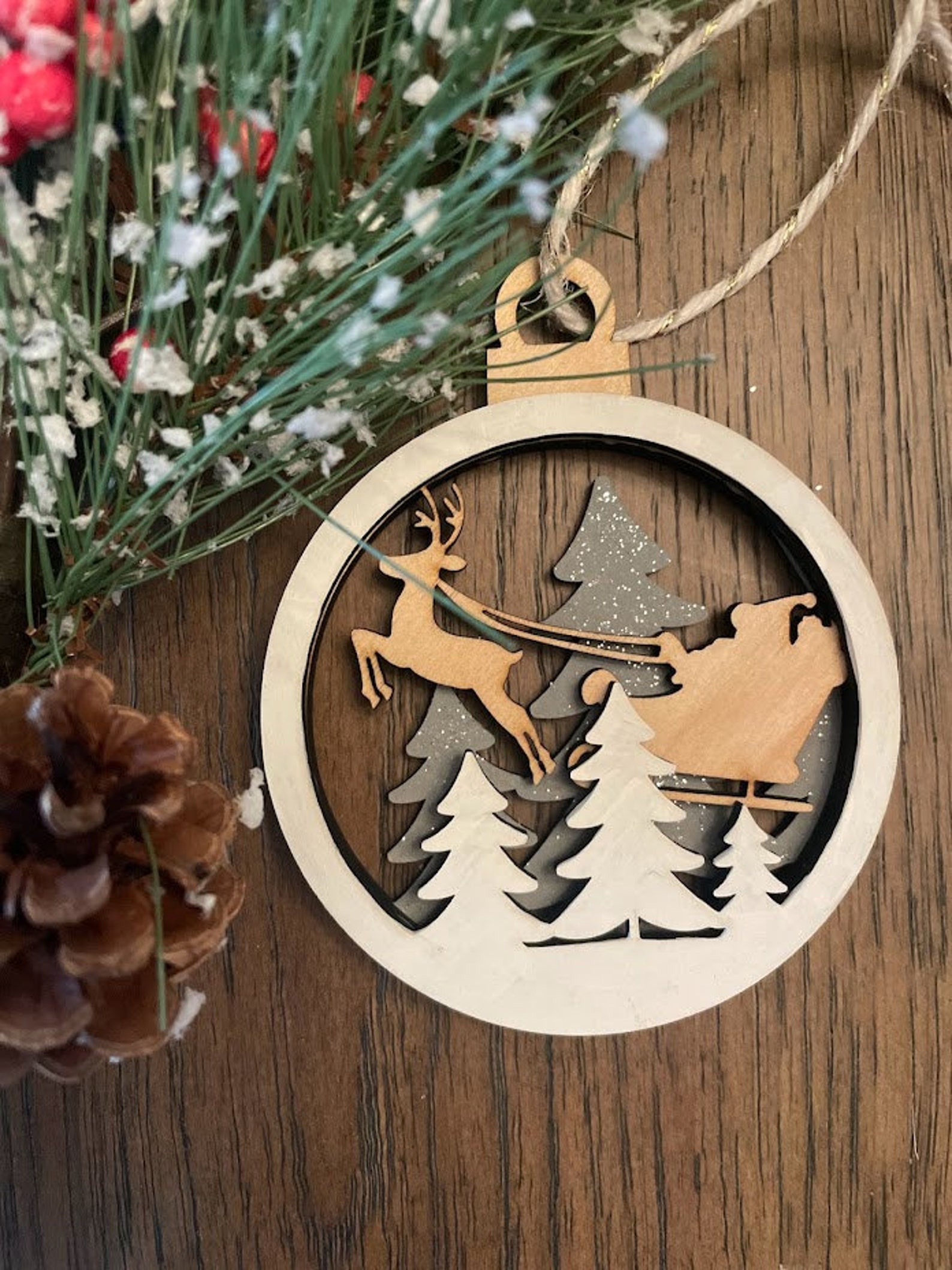 Layered Christmas Ornaments 5 Styles Included Wood Carving - Etsy