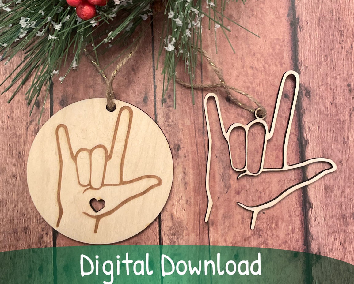 ASL I Love You American Sign Language Christmas Ornament SVG DXF ...