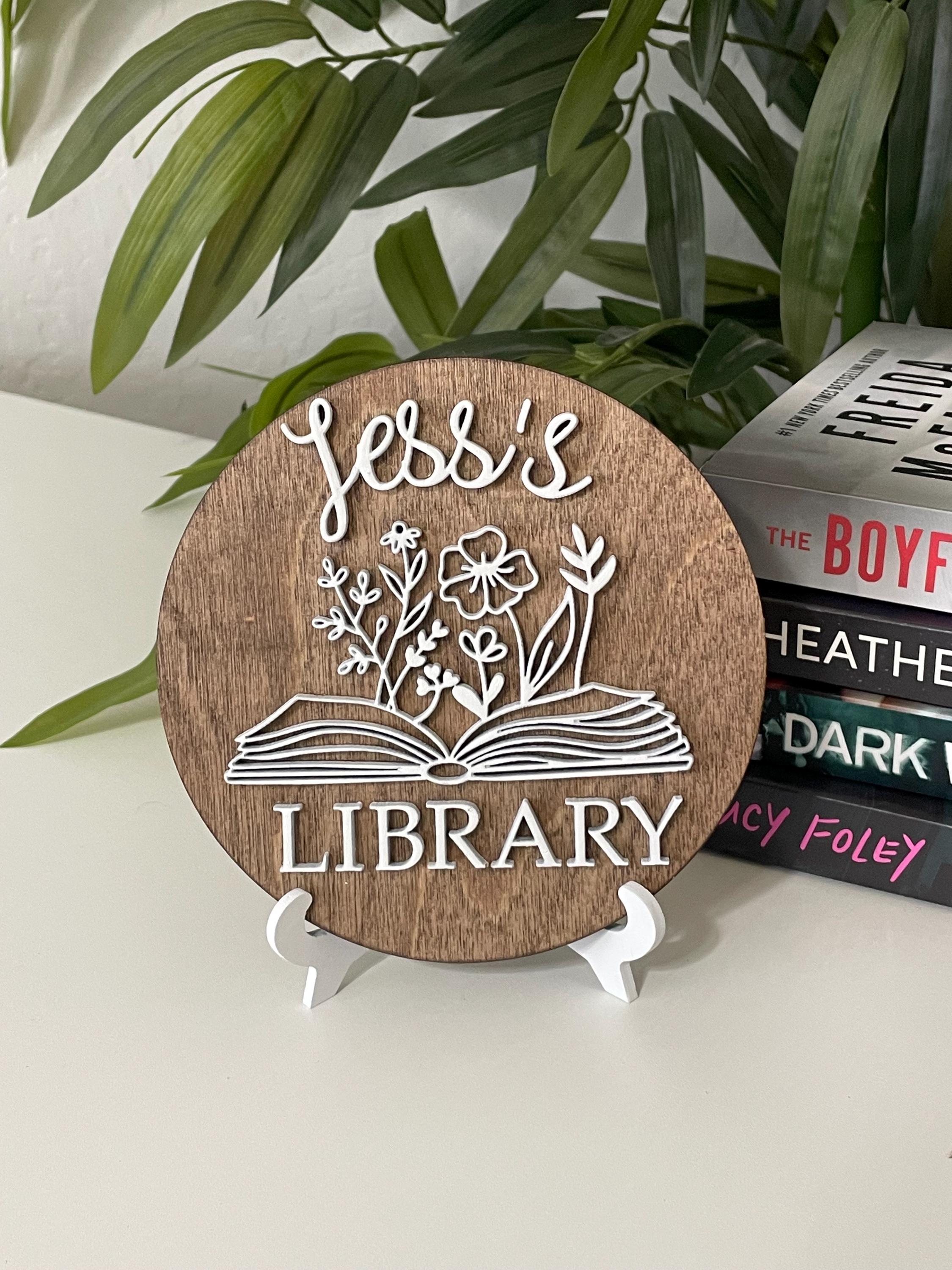 Personalized Library Sign, Book Shelf Decor, Book Merch, Booktok ...