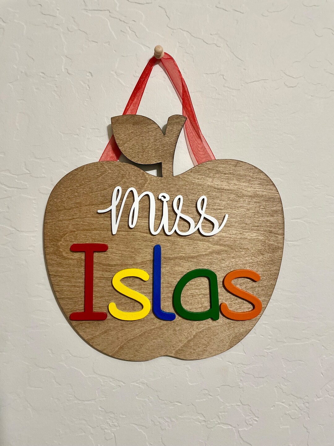 Personalized Teacher Apple Wall Decor, Classroom Hanger, Teacher ...