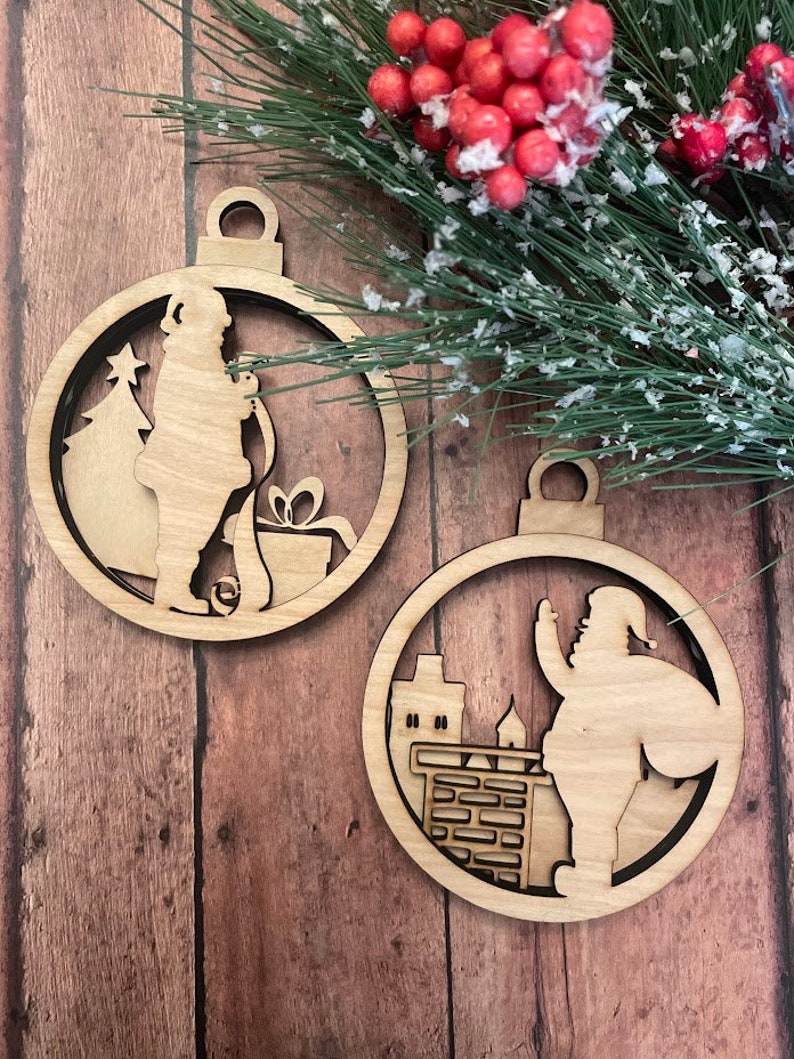 Layered Wooden Christmas Ornaments Laser Cut Wooden Tree Decor Sana ...