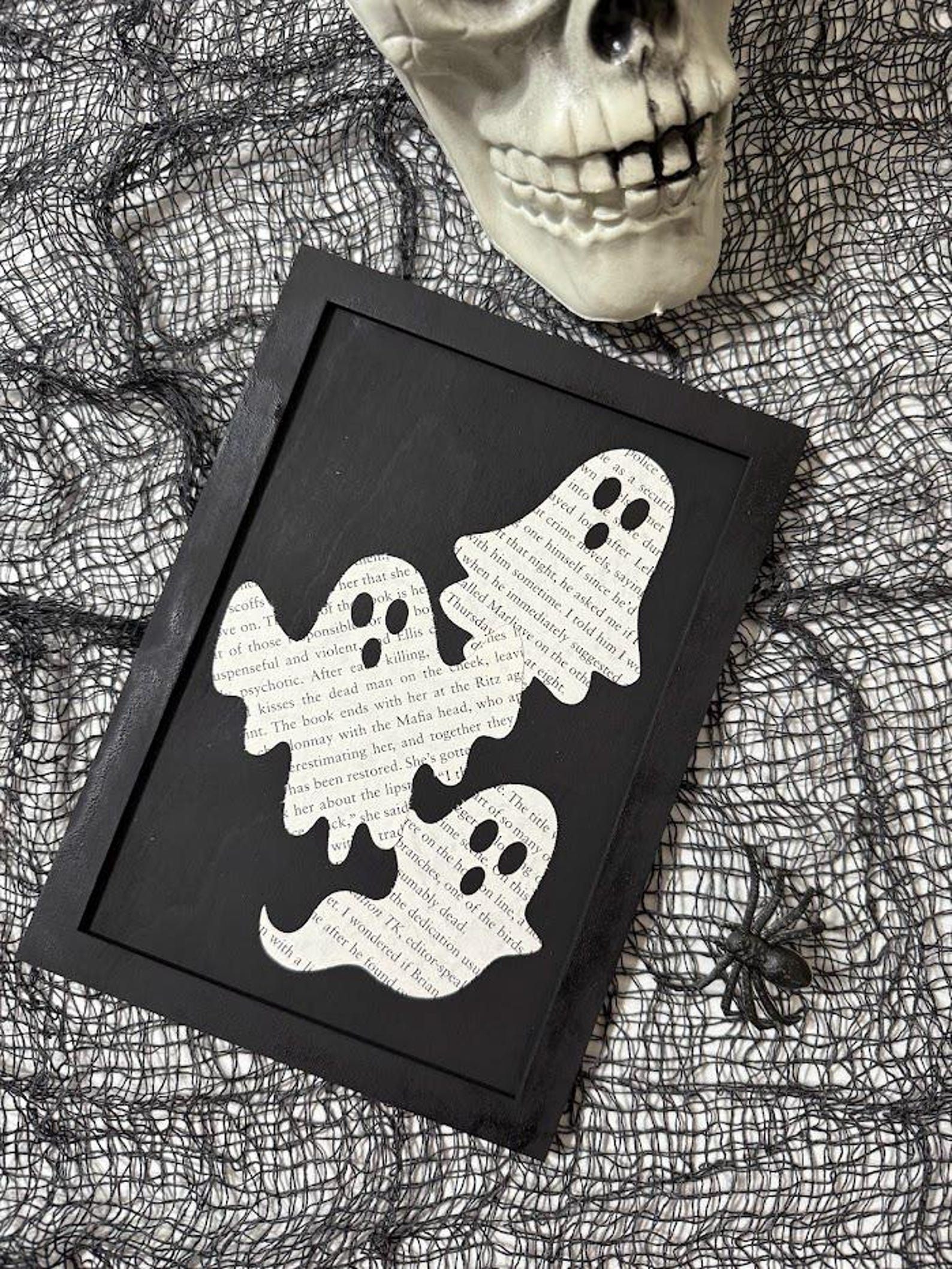 Ghostly Book Page Art – Halloween Wall Decor for Book Lovers, Booktok ...