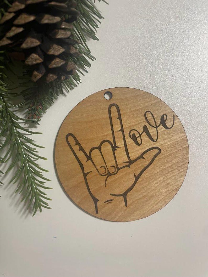 ASL Love American Sign Language Christmas Ornament SVG DXF ...