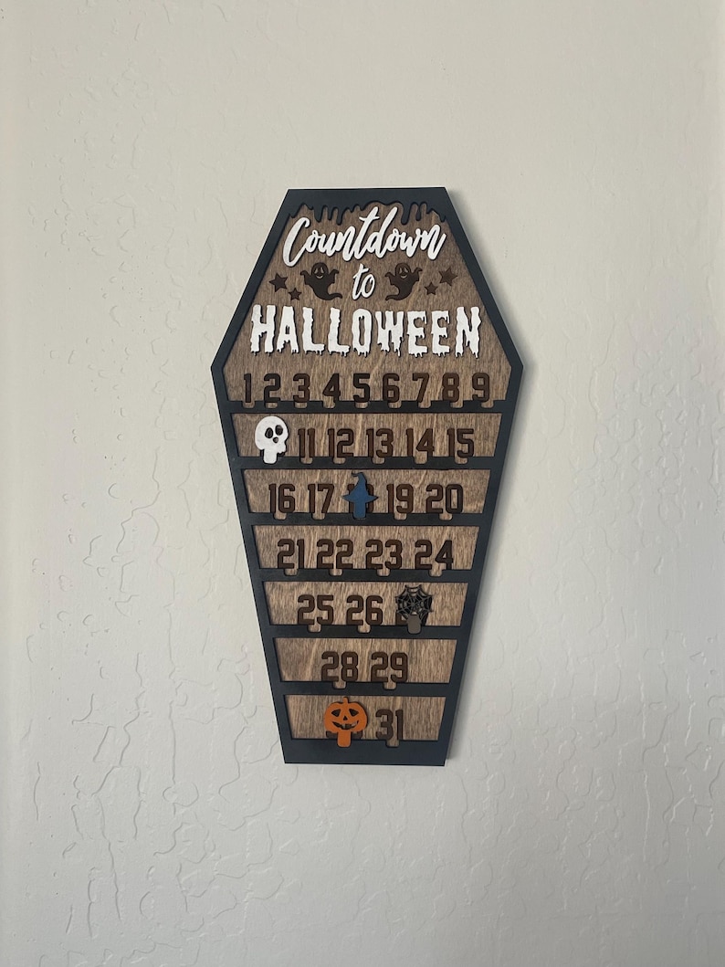 Halloween Coffin Countdown Calendar, Halloween Decor, Days Until ...