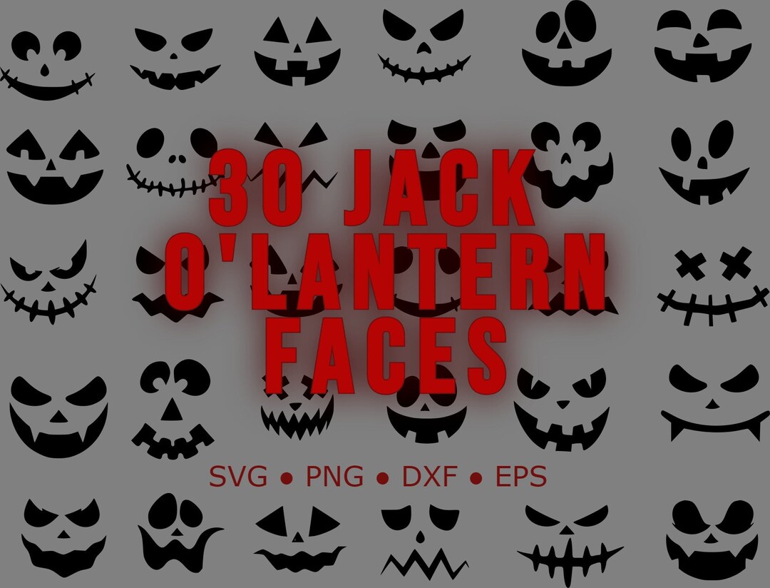Jack-o-lantern Cnc/laser Files - Set of 30 Faces, DXF Carving File SVG ...