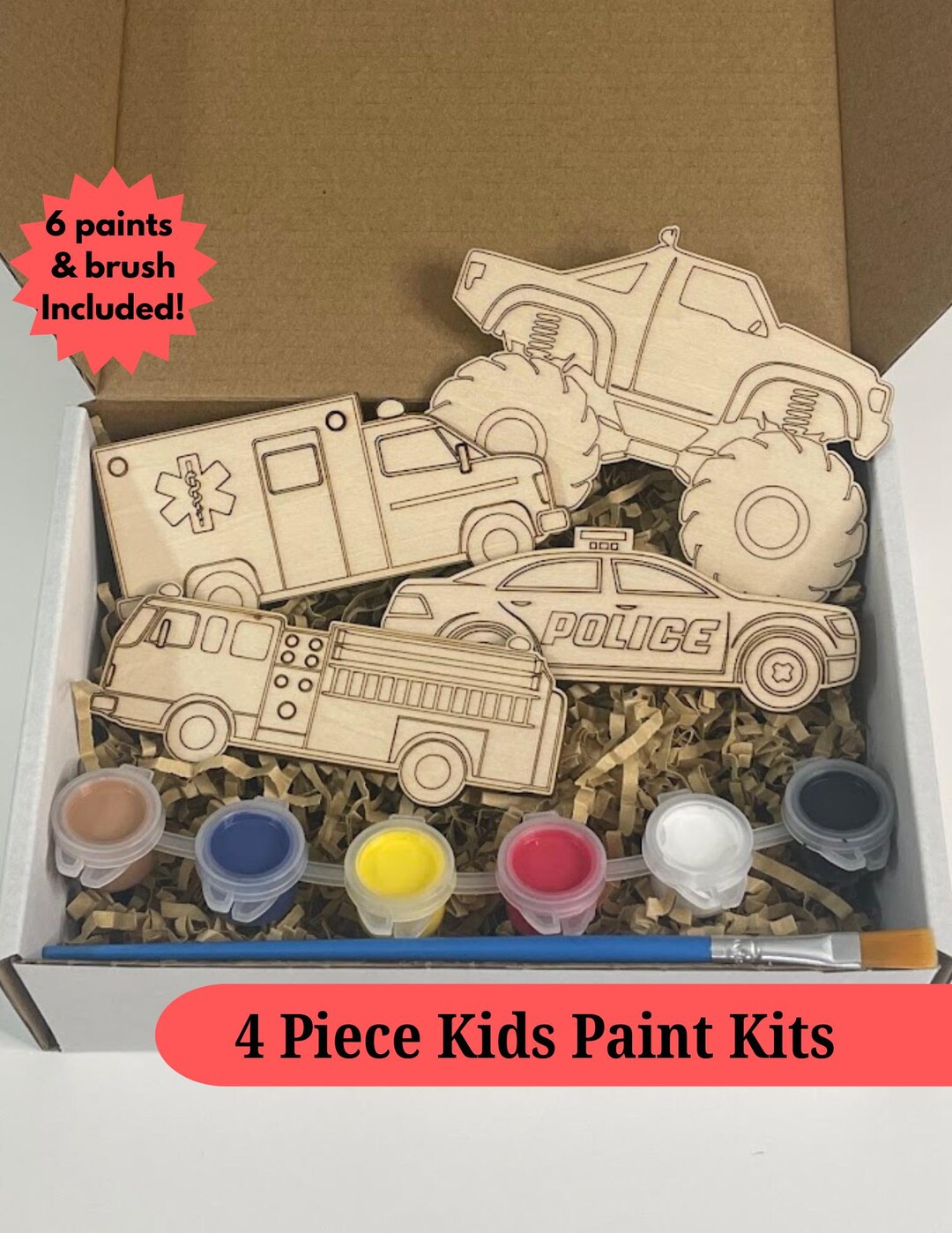 Emergency Vehicle Craft Kits for Kids, Firetruck Police Monster Truck ...