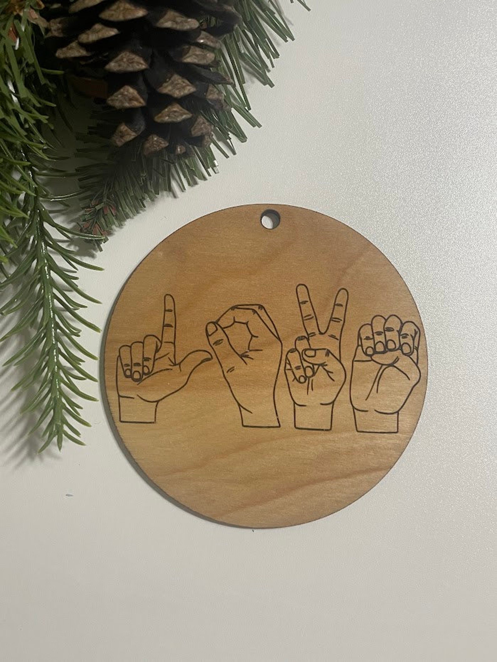 ASL Love Ornament, ASL Christmas Ornaments, I Love You Sign, American ...