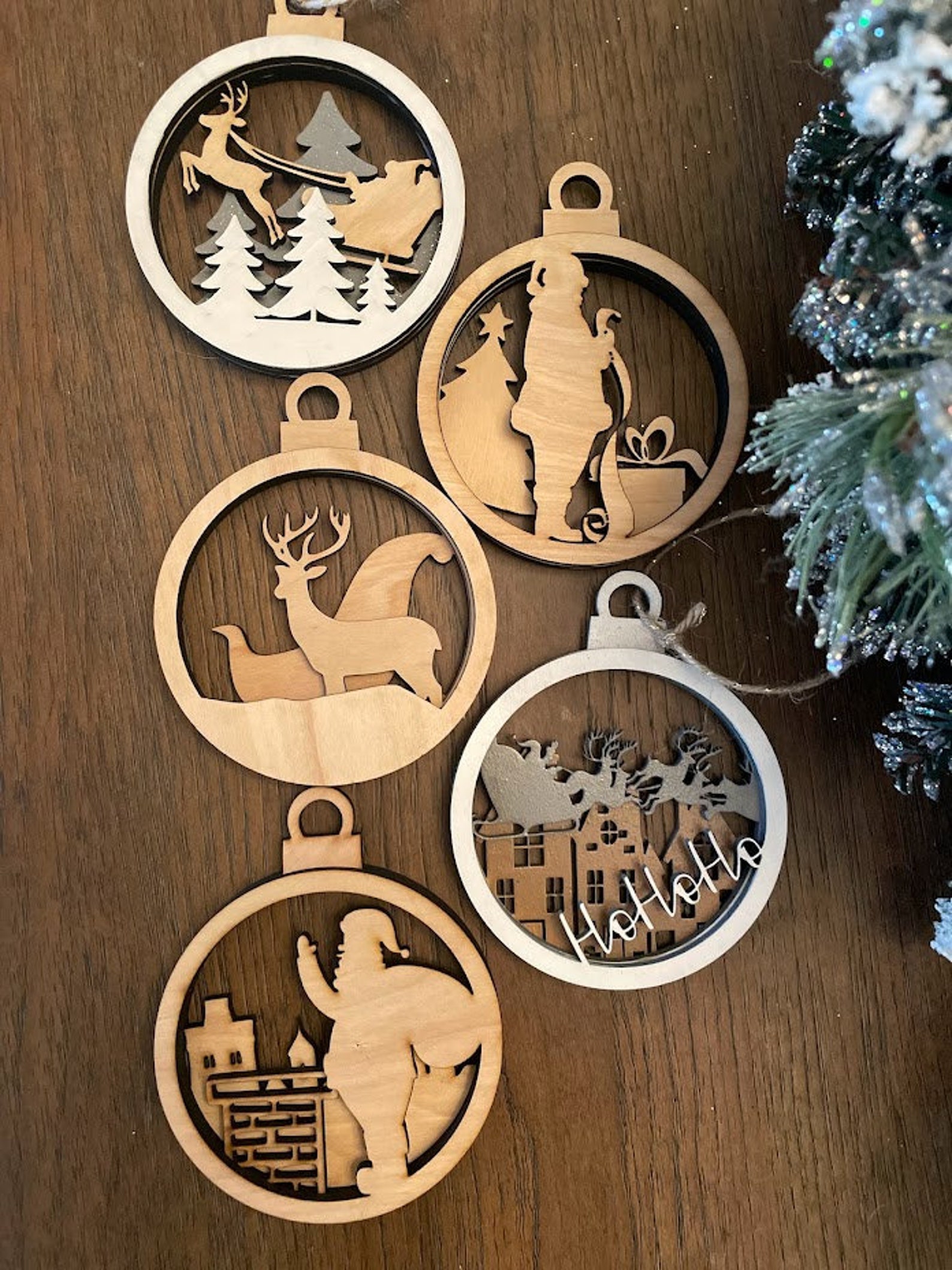 Layered Christmas Ornaments 5 Styles Included Wood Carving - Etsy
