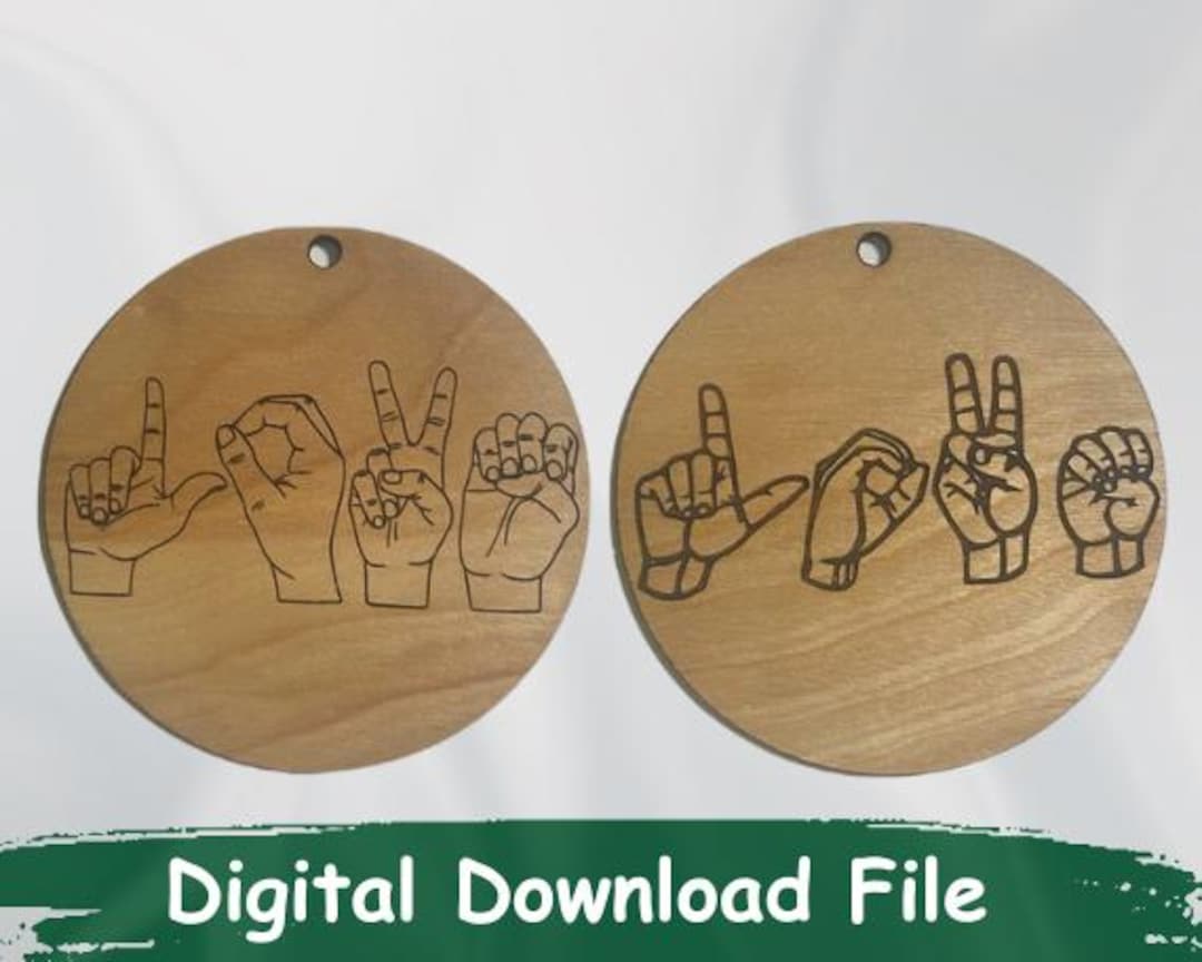 ASL Love American Sign Language Christmas Ornament SVG DXF ...