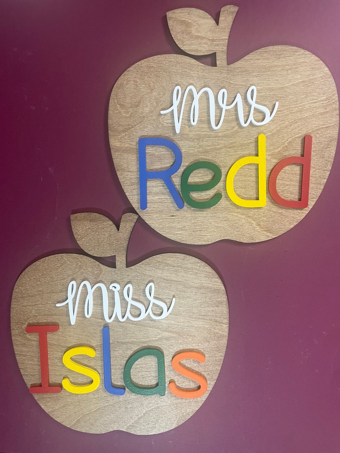 Personalized Teacher Apple Wall Decor, Classroom Hanger, Teacher ...